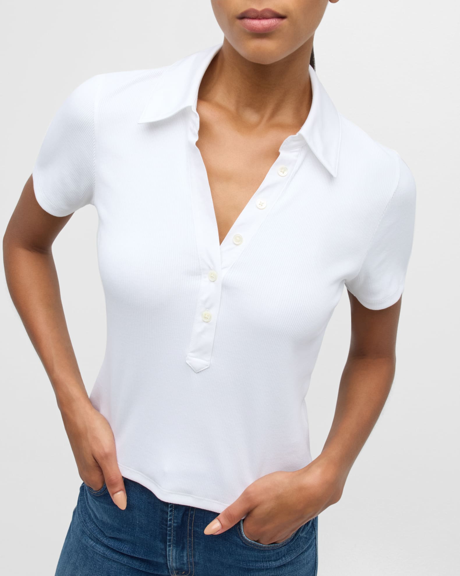 Veronica Beard Kearney Short-Sleeve Polo Top | Neiman Marcus