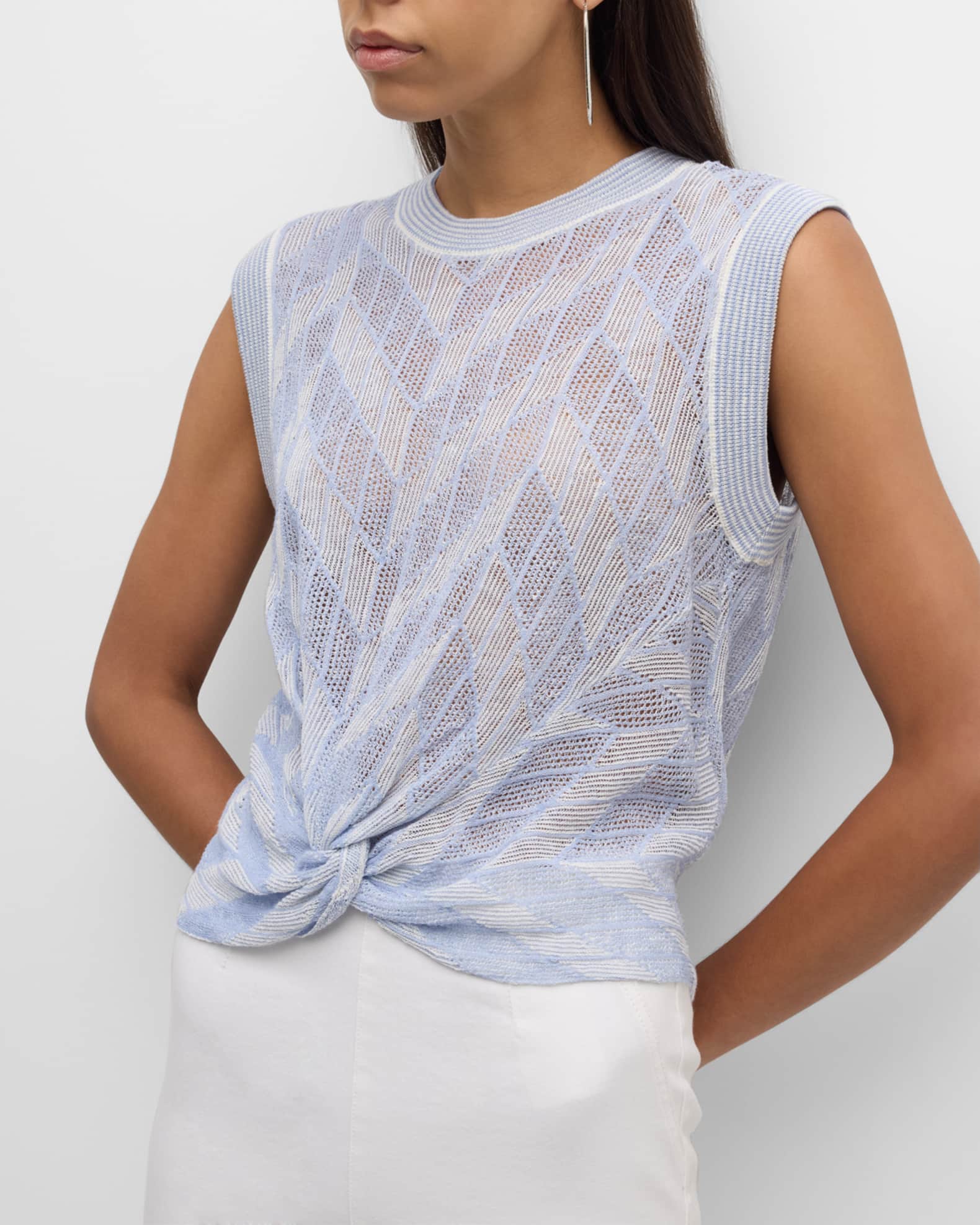 Veronica Beard Kellen Sleeveless Twist-Front Sweater | Neiman Marcus