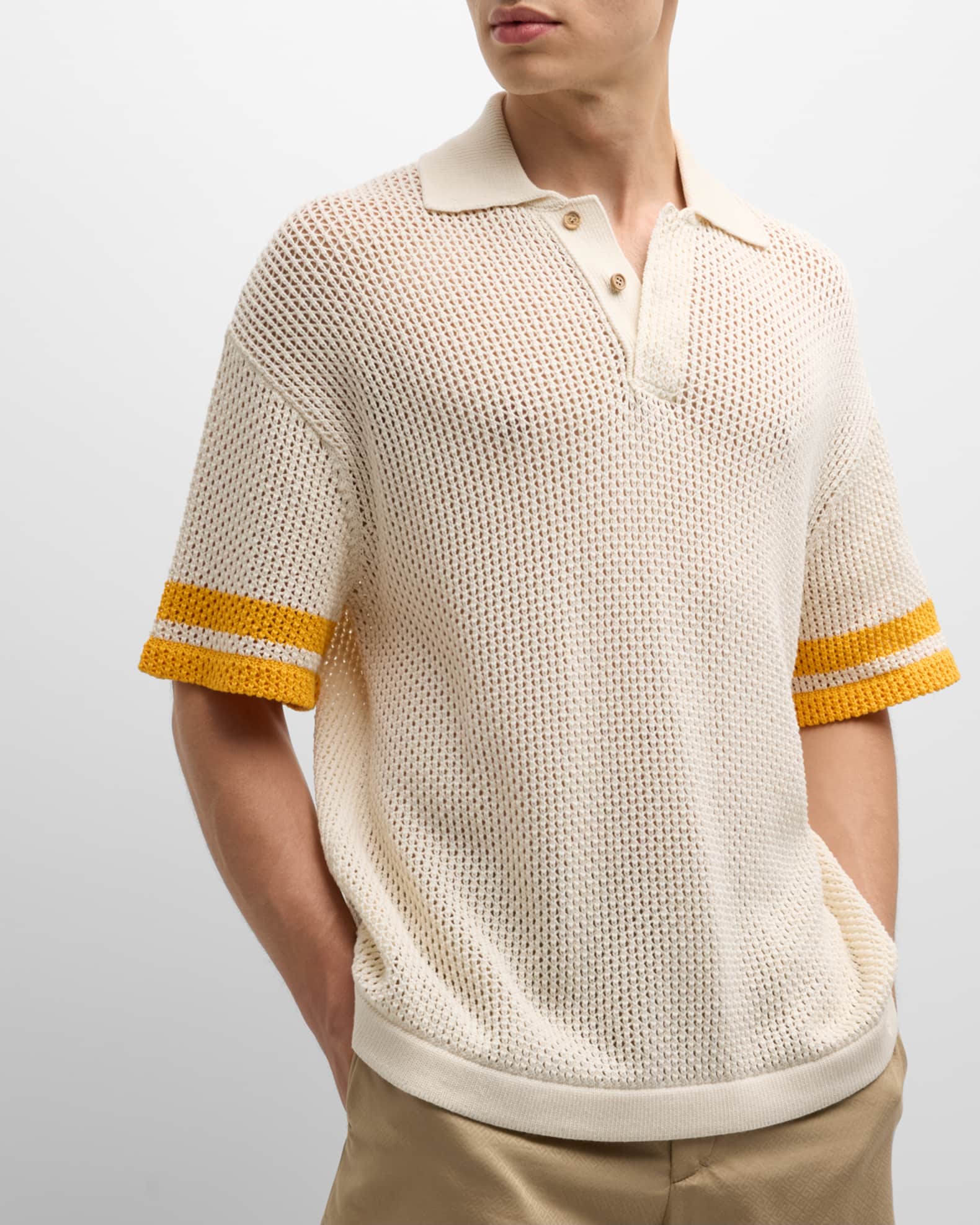 Givenchy Men's Knit Contrast-Cuff Polo Shirt | Neiman Marcus