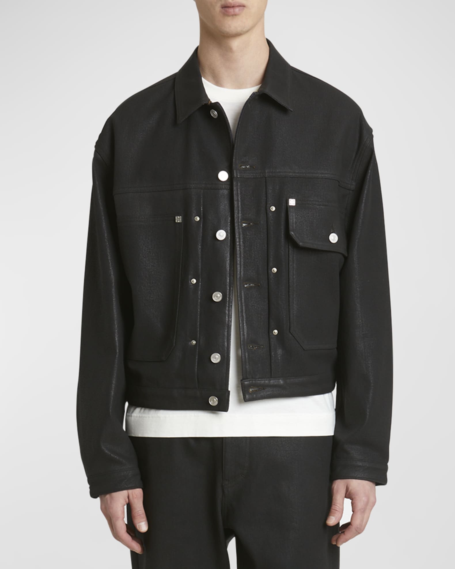 Givenchy Men's Coated Denim Trucker Jacket | Neiman Marcus
