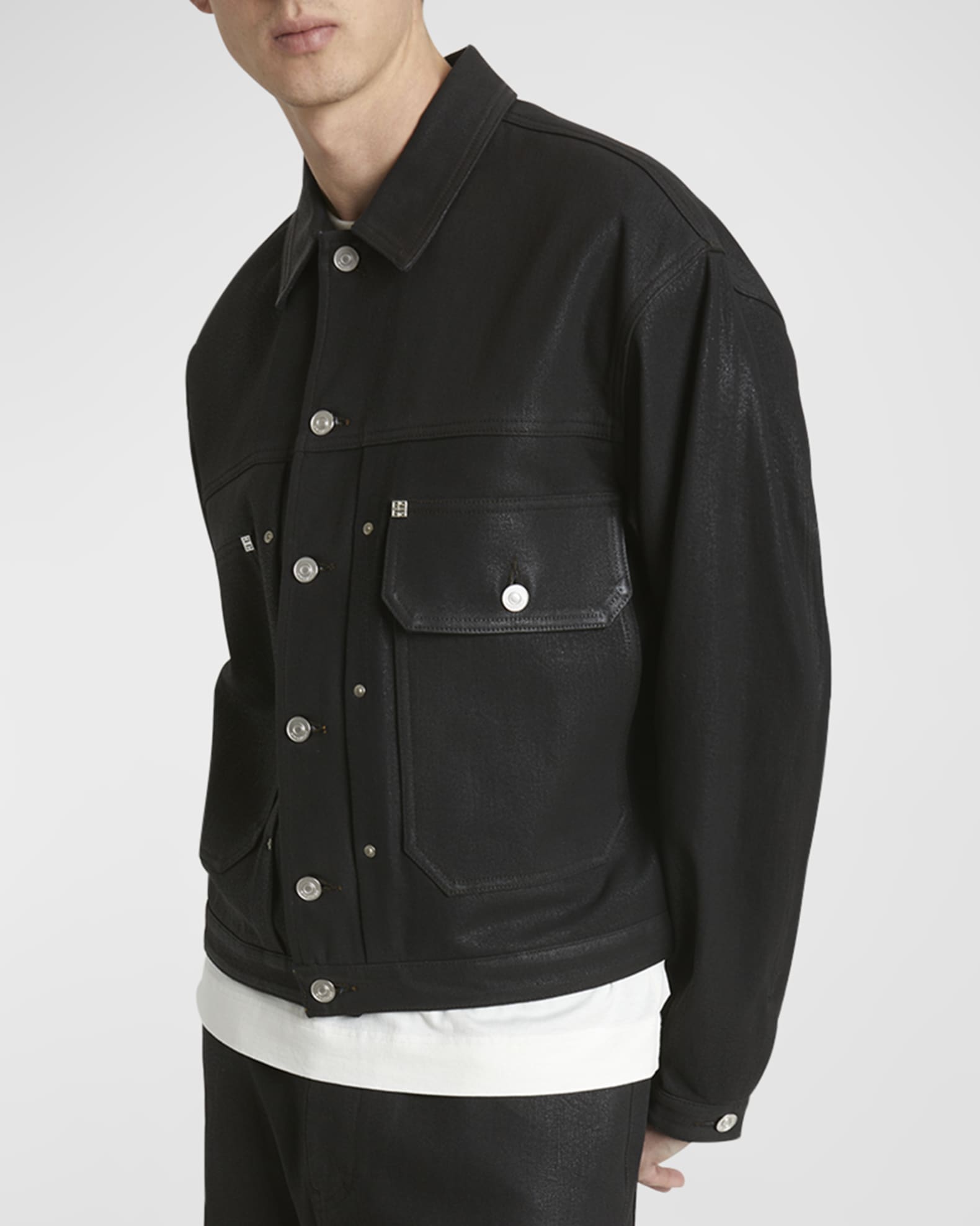 Givenchy Men's Coated Denim Trucker Jacket | Neiman Marcus