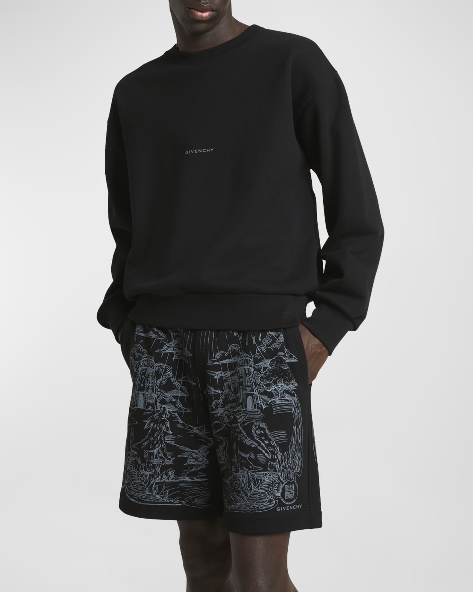 Givenchy Men's Artwork Cotton Shorts | Neiman Marcus