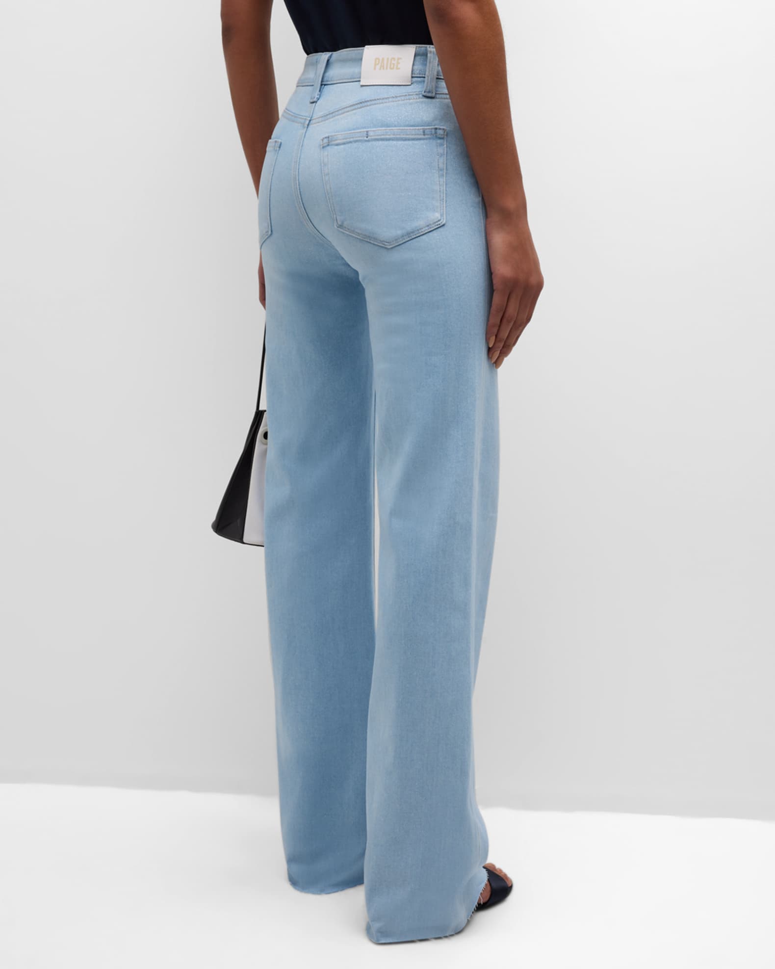 PAIGE Leenah Wide-Leg Raw Hem Jeans | Neiman Marcus