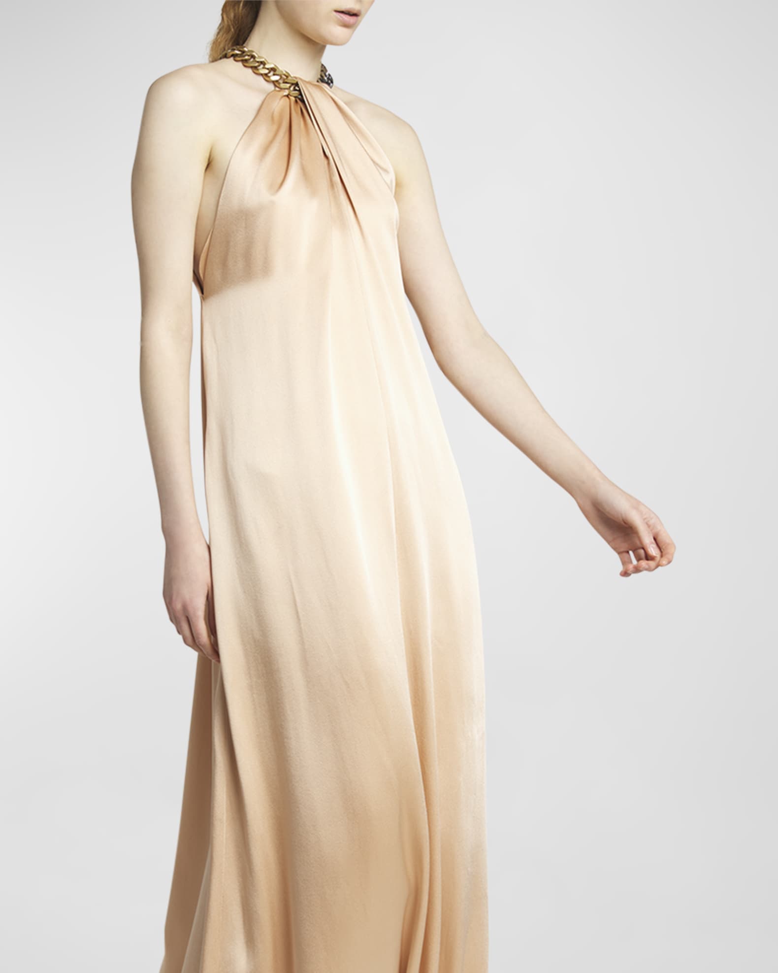 Stella McCartney Chain Halter Neck Satin Gown | Neiman Marcus
