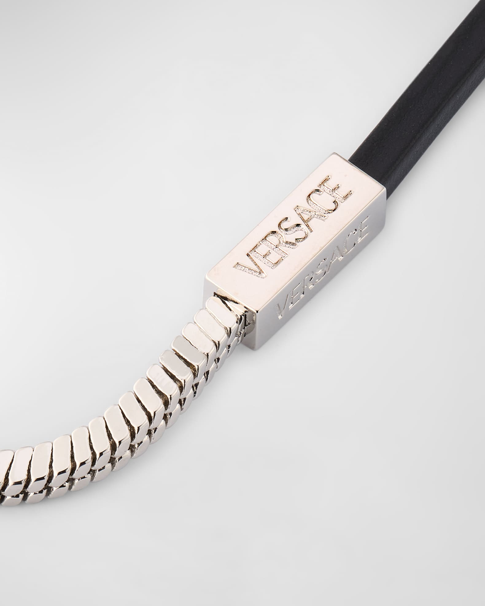 Versace Men's Metal and Leather Chain Necklace | Neiman Marcus