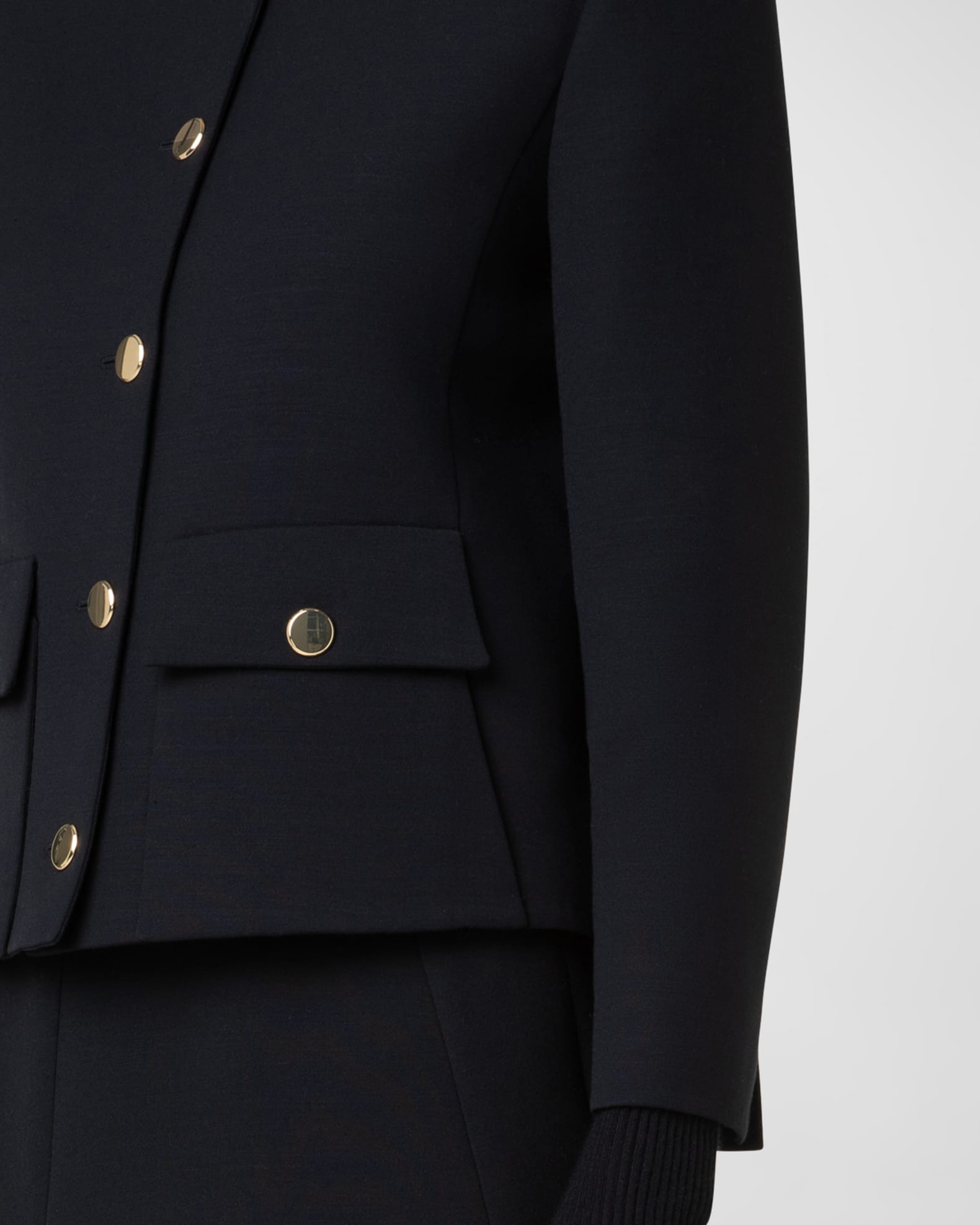 Akris Double-Face Wool Winter Jacket with Gold-Tone Buttons | Neiman Marcus