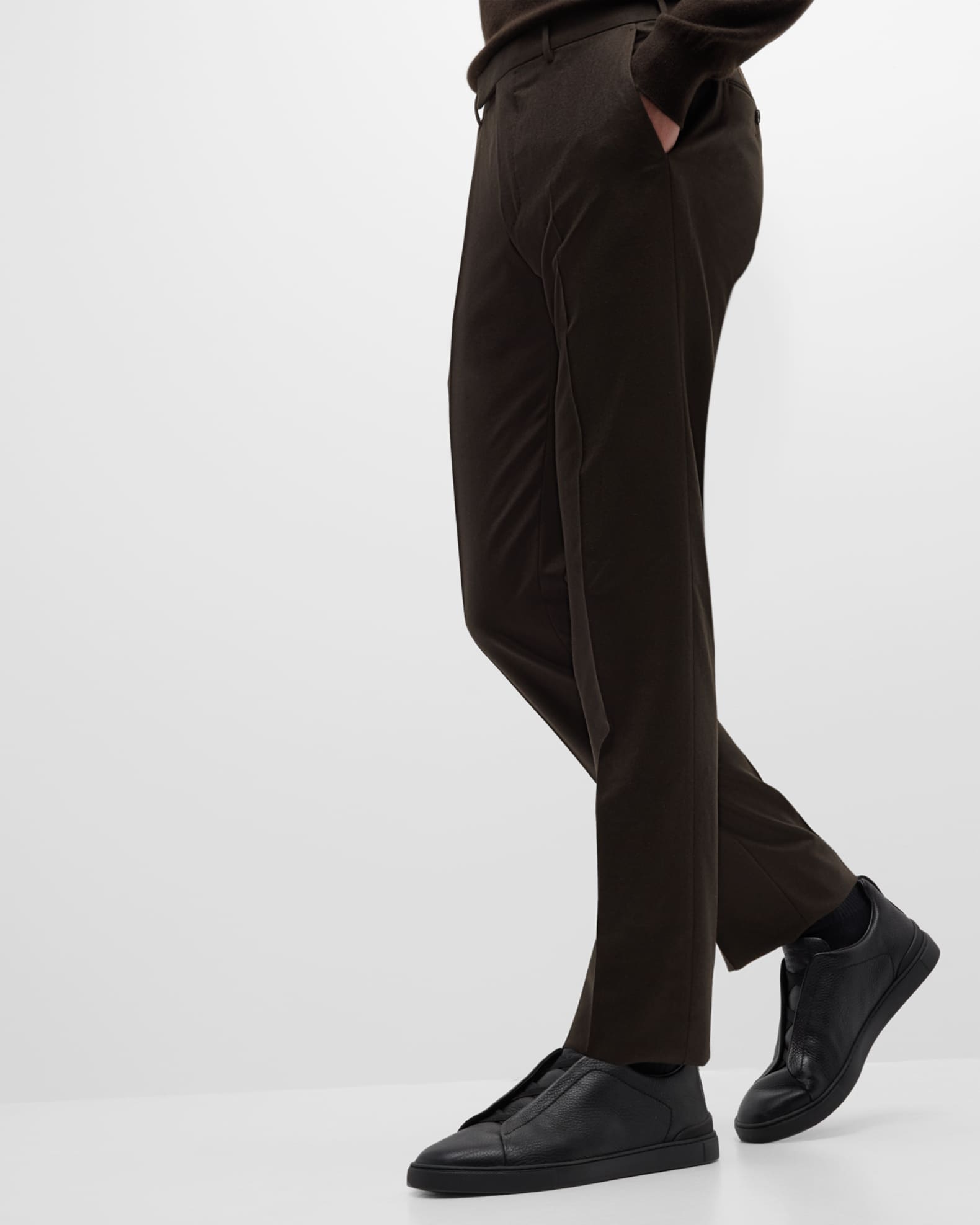 ZEGNA Men's Solid Pure Wool Flat-Front Pants | Neiman Marcus