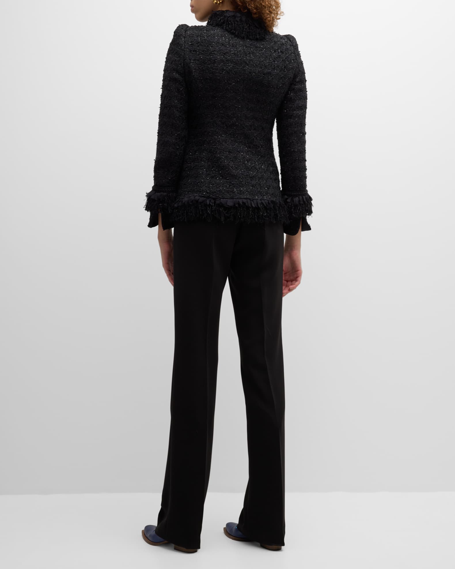 Maison Common Luxury Tweed Blazer Jacket with Detachable Front Panel ...