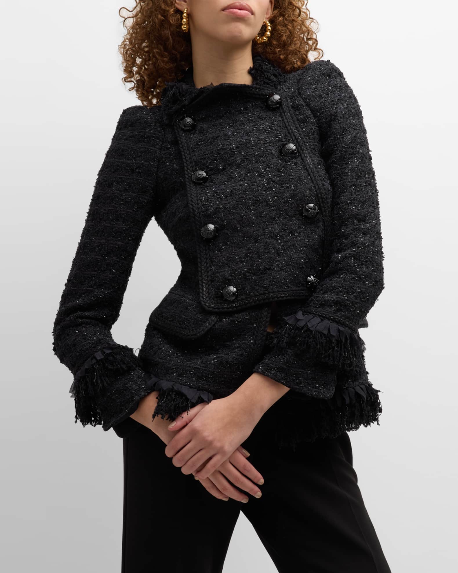 Maison Common Luxury Tweed Blazer Jacket with Detachable Front Panel ...