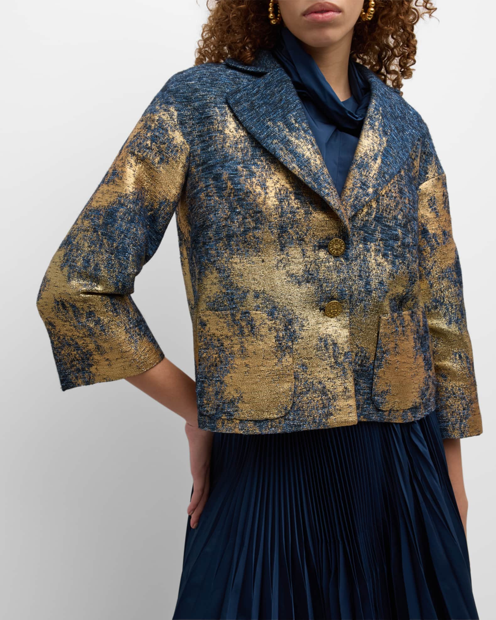 Maison Common Lurex Tweed Cabane Short Jacket | Neiman Marcus