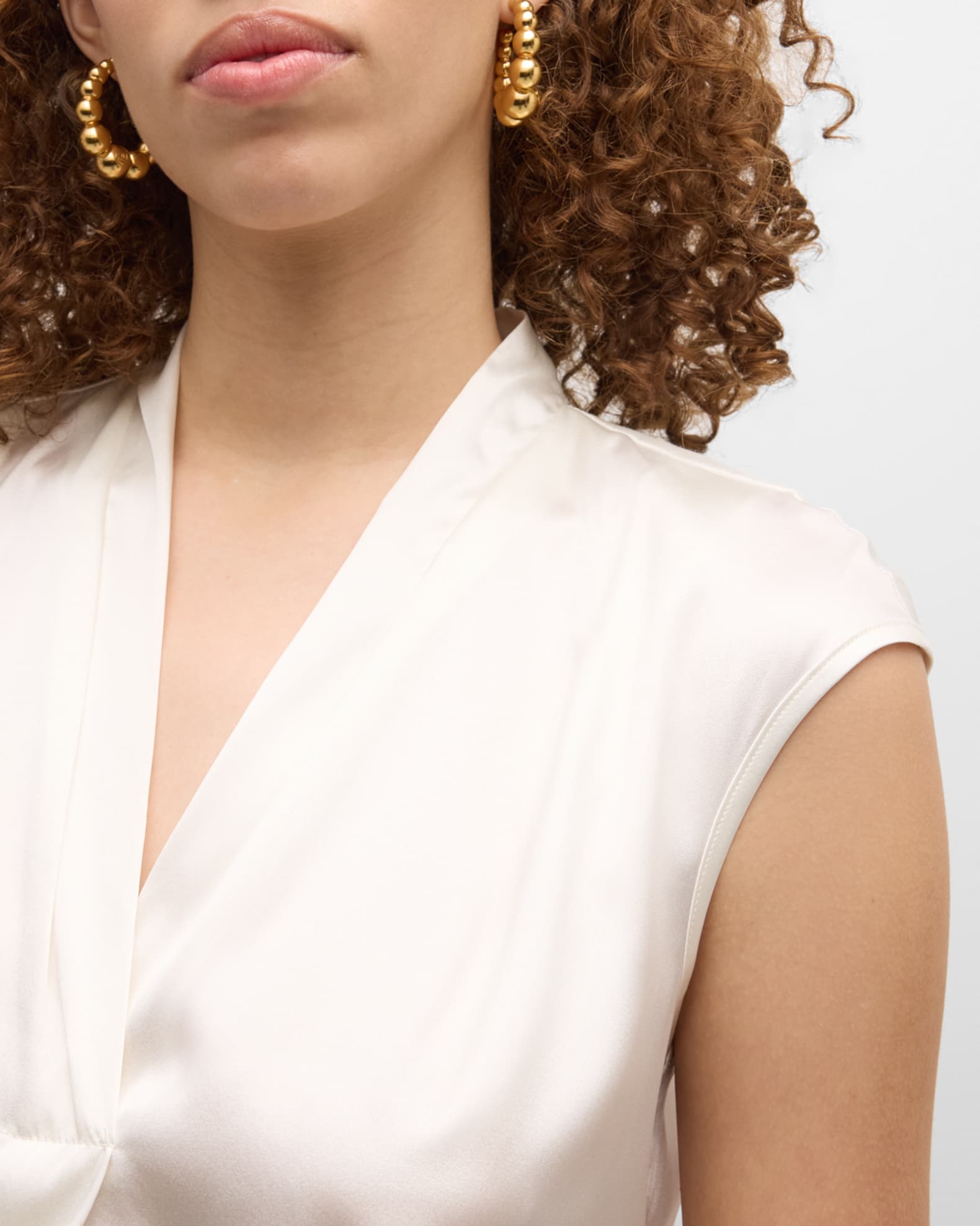 Maison Common V Front Silk-Blend Top | Neiman Marcus