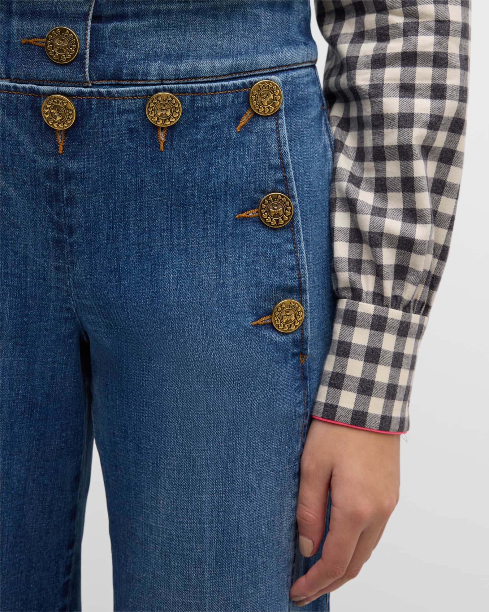 Maison Common Sailor Buttoned Jeans | Neiman Marcus