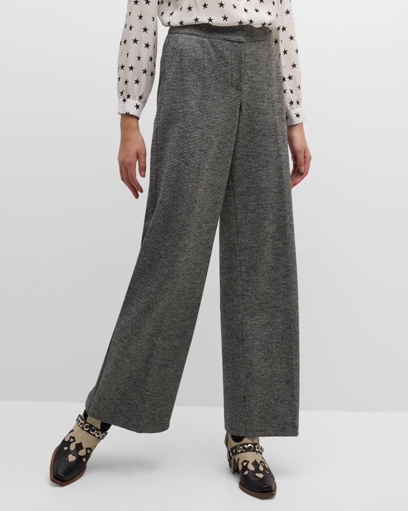 Maison Common Micro Houndstooth Wool Pants | Neiman Marcus