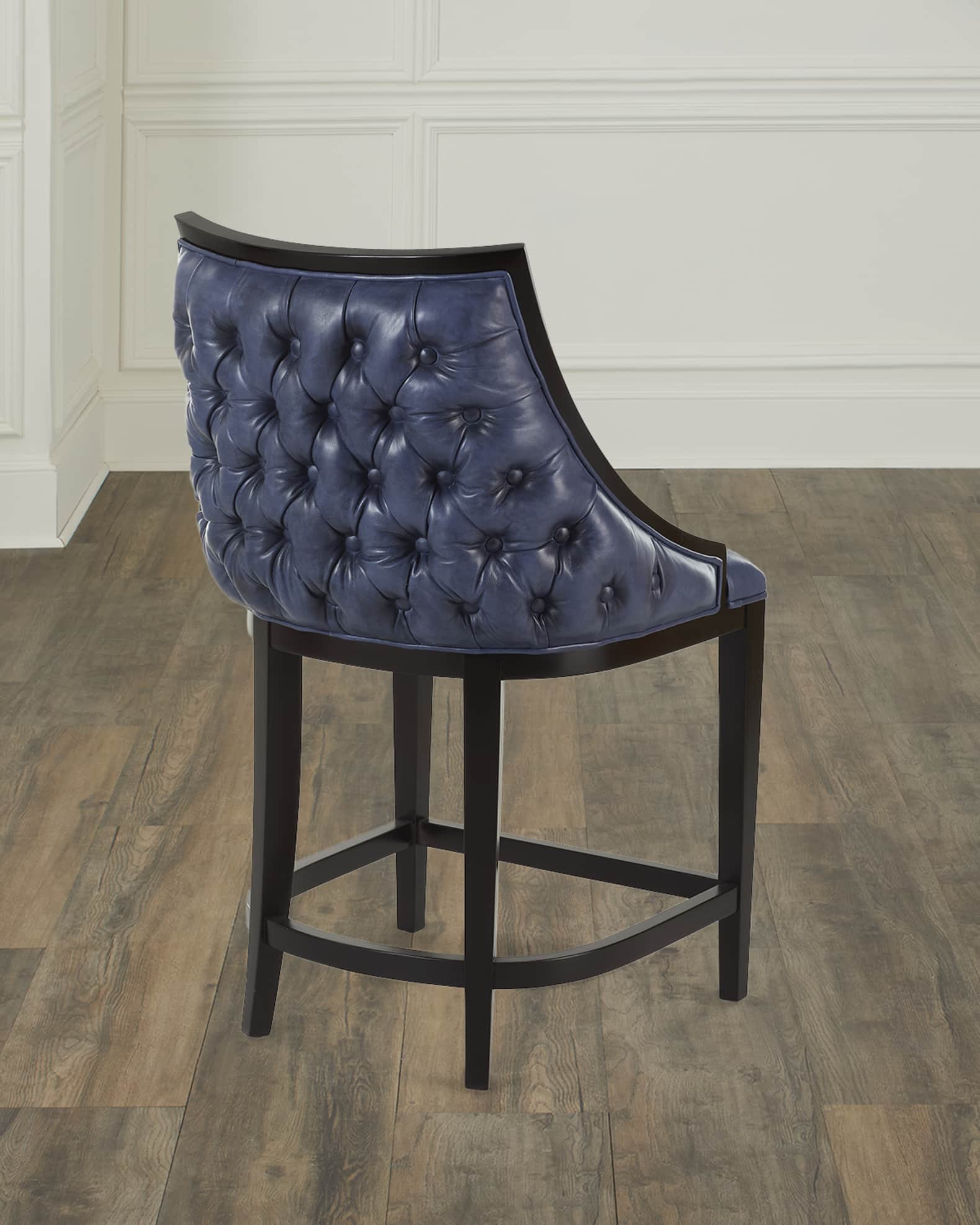 Old Hickory Tannery Kellan Leather Tufted Counter Stool, 22" | Neiman ...