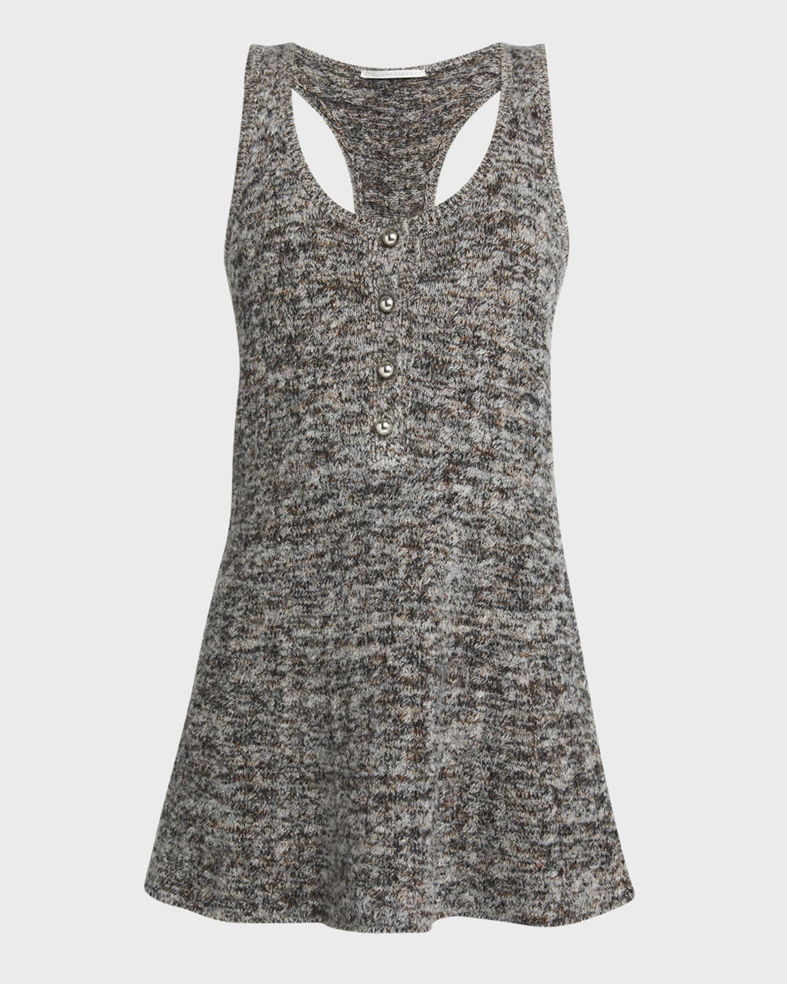 Stella McCartney Button-Front Heathered Knit Racerback Mini Dress ...