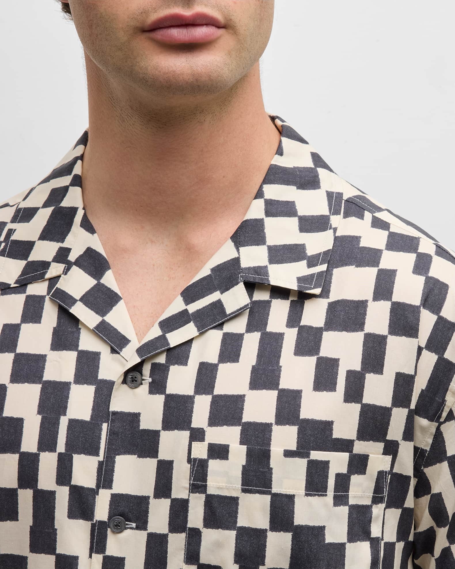 FRAME Men's Vintage-Print Camp Shirt | Neiman Marcus