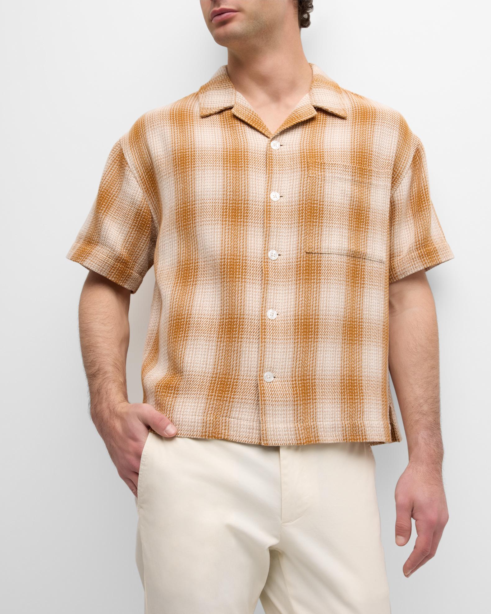 FRAME Men's Baja Plaid Camp Shirt | Neiman Marcus