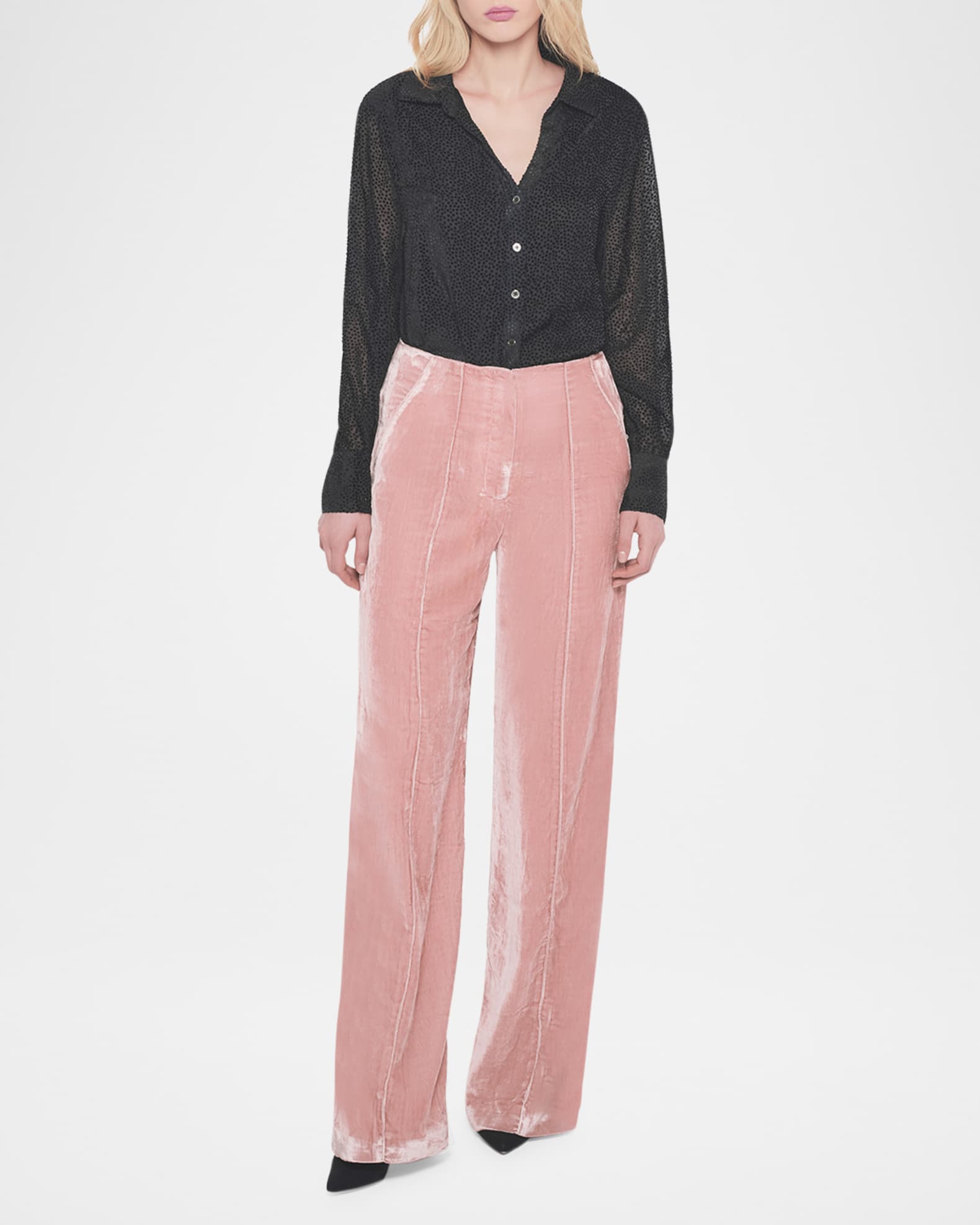 AS by DF Fiona Velvet Straight-Leg Trousers | Neiman Marcus