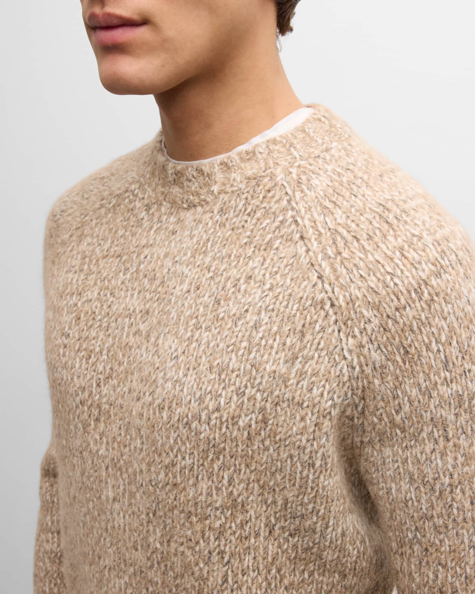 Brunello Cucinelli Men's Marled Knit Crewneck Sweater | Neiman Marcus