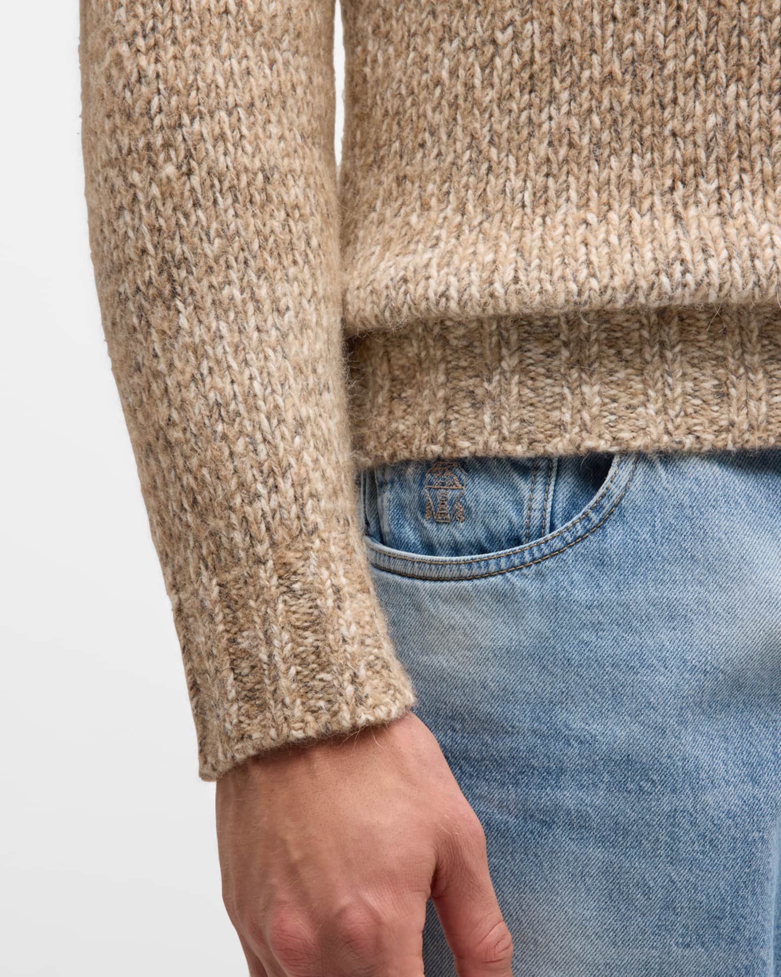 Brunello Cucinelli Men's Marled Knit Crewneck Sweater | Neiman Marcus