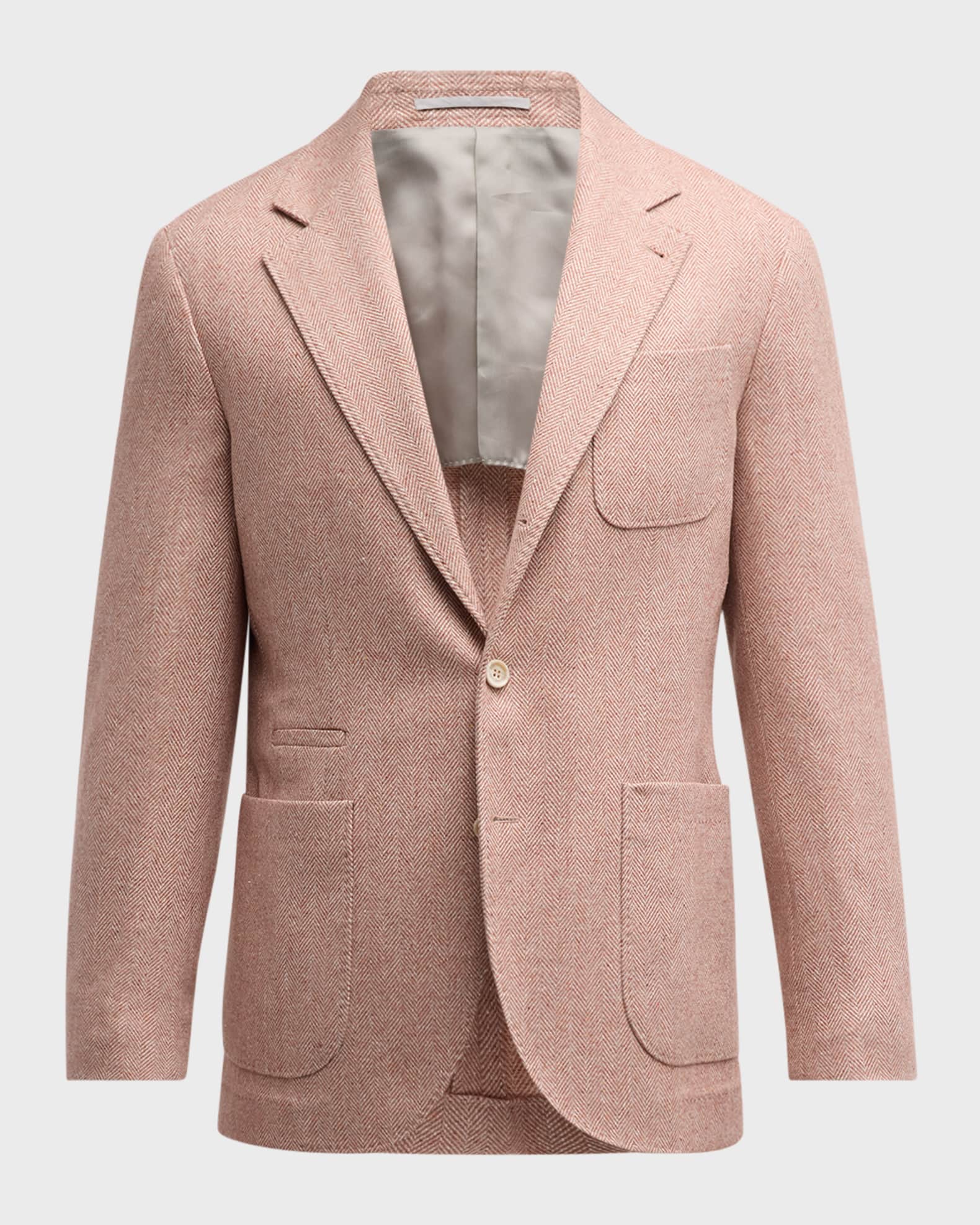 Brunello Cucinelli Men's Two-Button Herringbone Sport Coat | Neiman Marcus