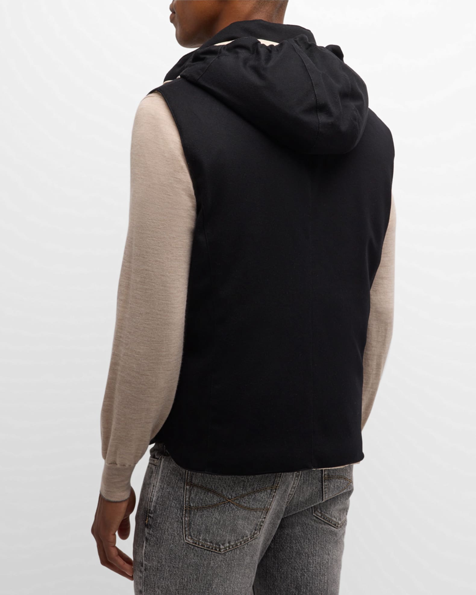 Brunello Cucinelli Men's Beavered Wool Padded Snap Vest | Neiman Marcus