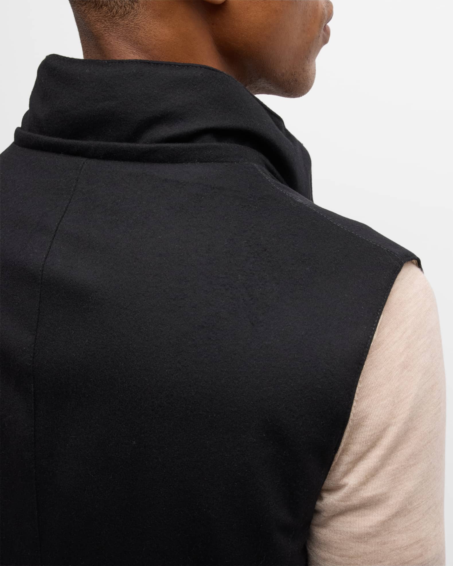 Brunello Cucinelli Men's Beavered Wool Padded Snap Vest | Neiman Marcus