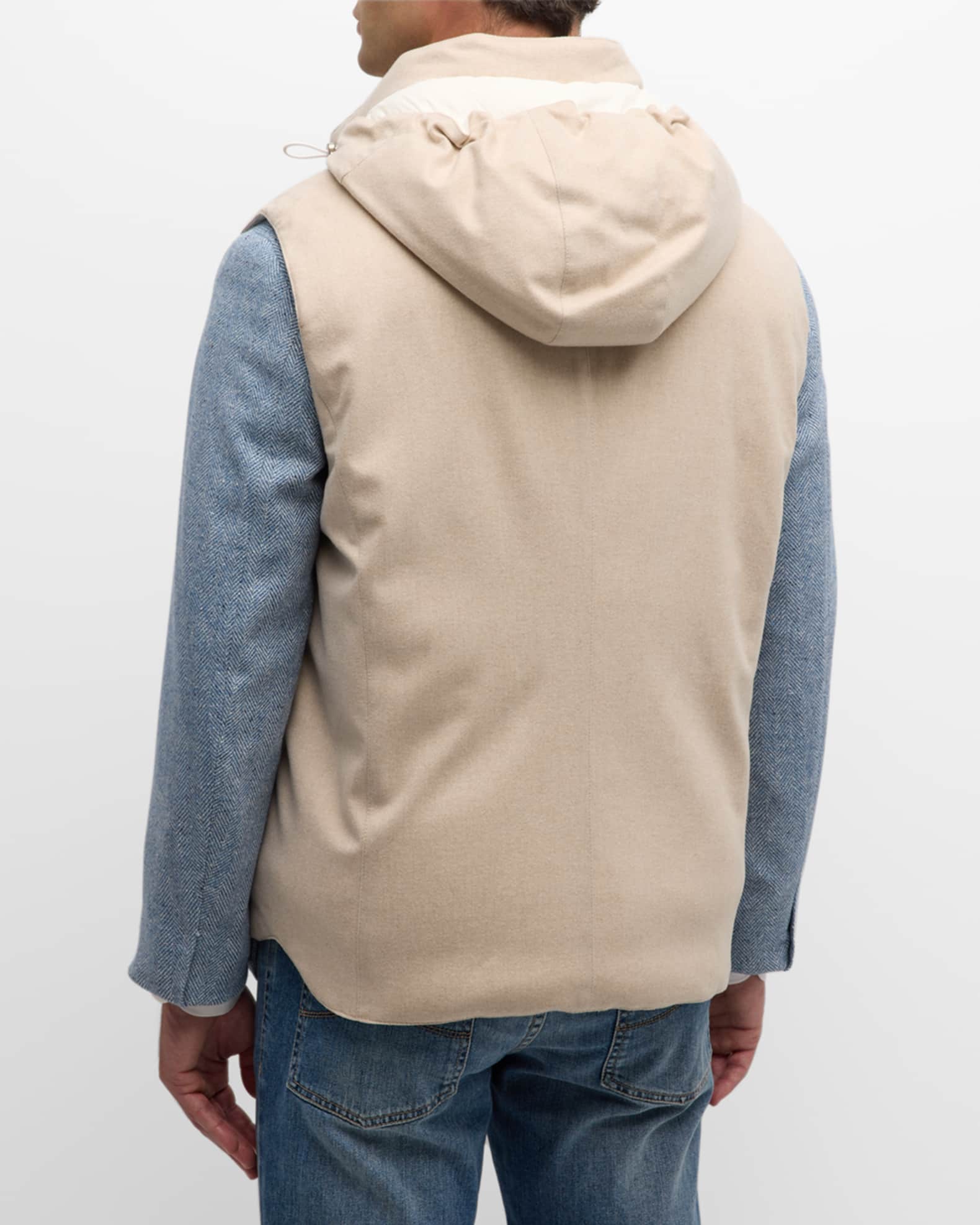 Brunello Cucinelli Men's Beavered Wool Padded Snap Vest | Neiman Marcus