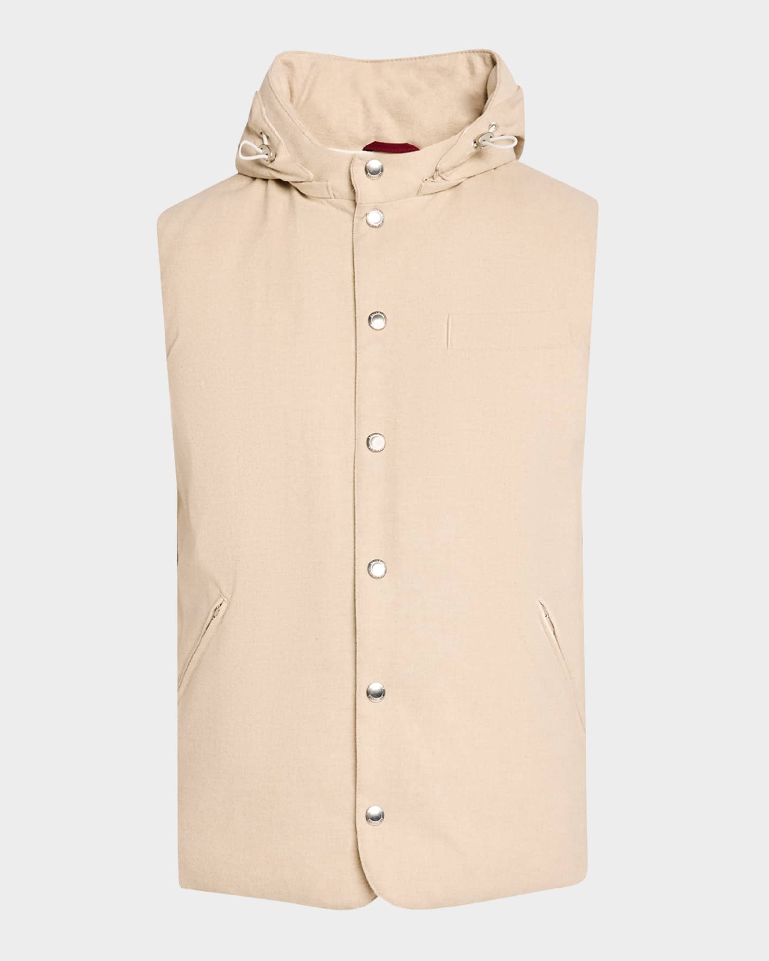 Brunello Cucinelli Men's Beavered Wool Padded Snap Vest | Neiman Marcus