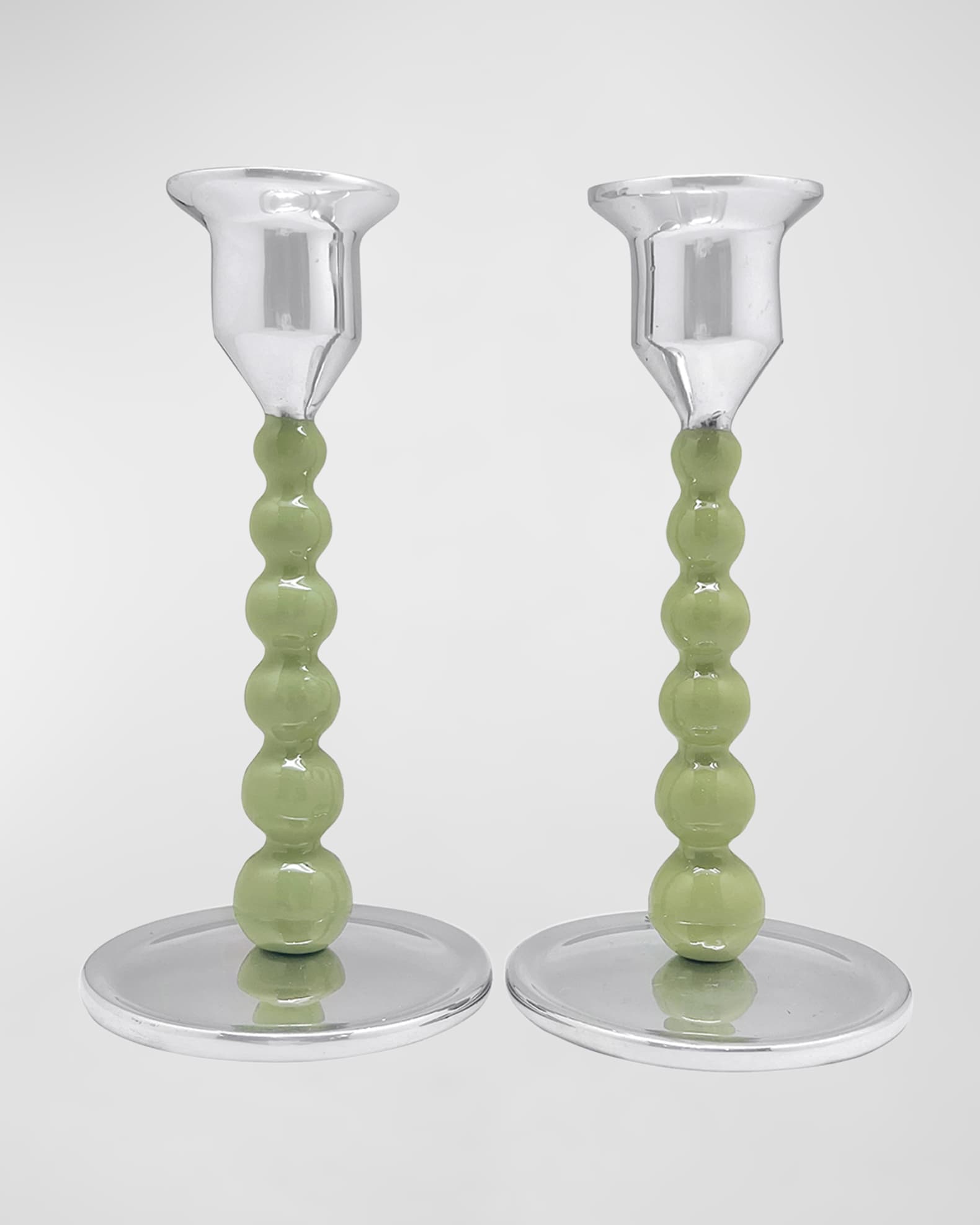 Mariposa Pearled Enameled Small Candlesticks, Set of 2 | Neiman Marcus