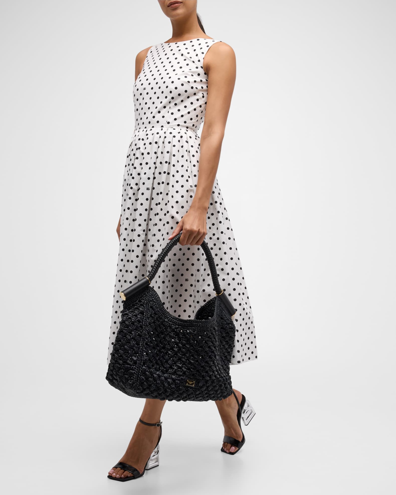 Dolce&Gabbana Raffia & Leather Top-Handle Bag | Neiman Marcus