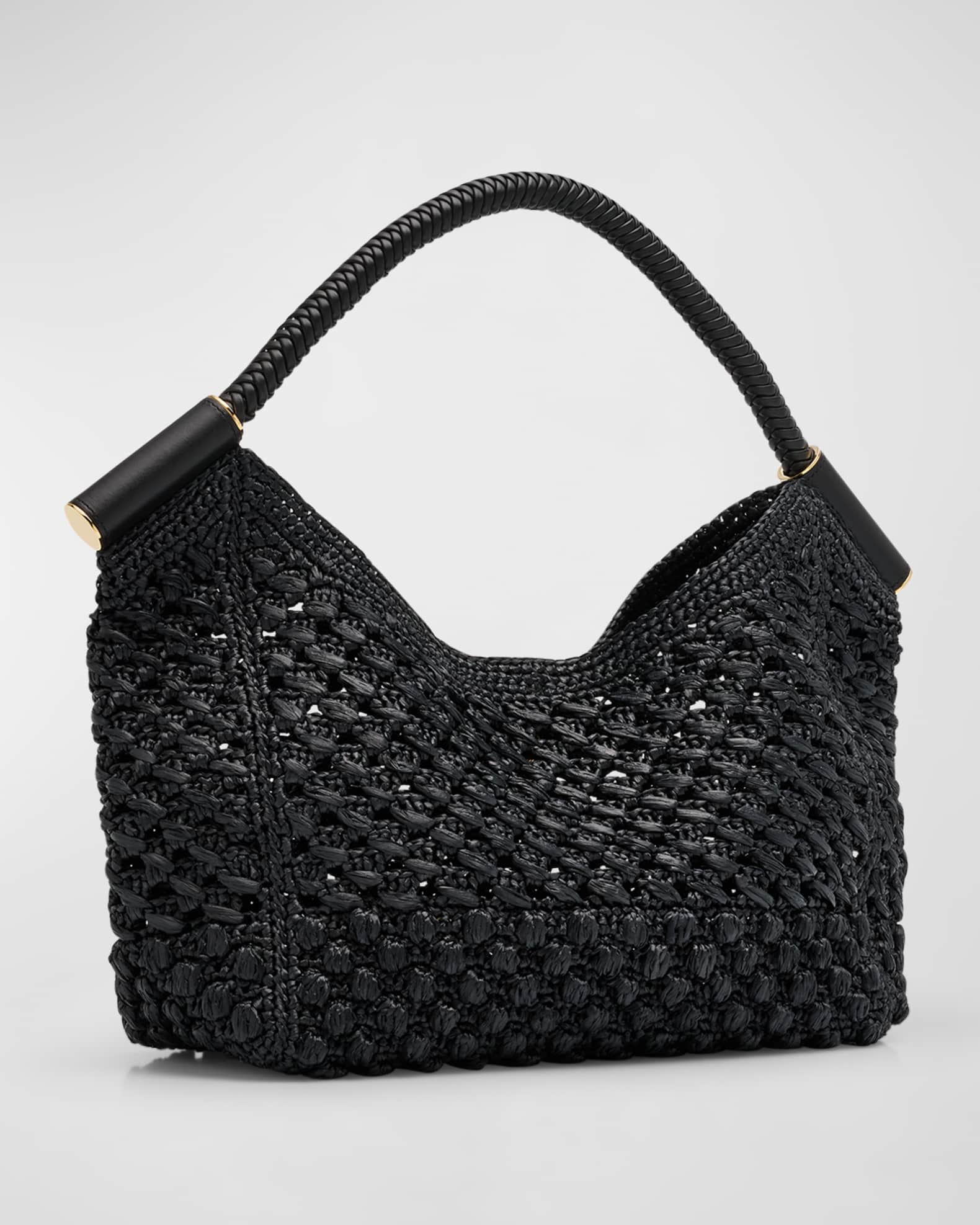Dolce&Gabbana Raffia & Leather Top-Handle Bag | Neiman Marcus