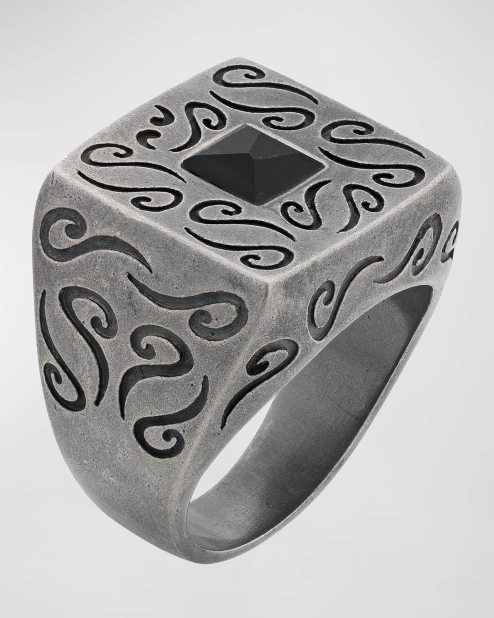 Marco Dal Maso Men's Ara Square Engraved Ring | Neiman Marcus