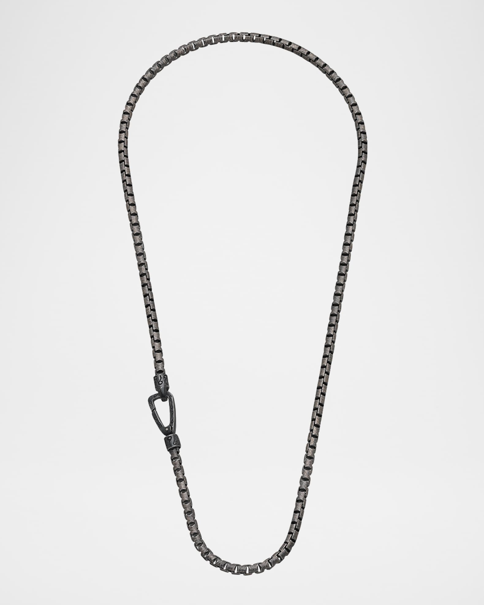 Marco Dal Maso Men's Ulysses Etched Box Chain Necklace in Silver, 57mm ...