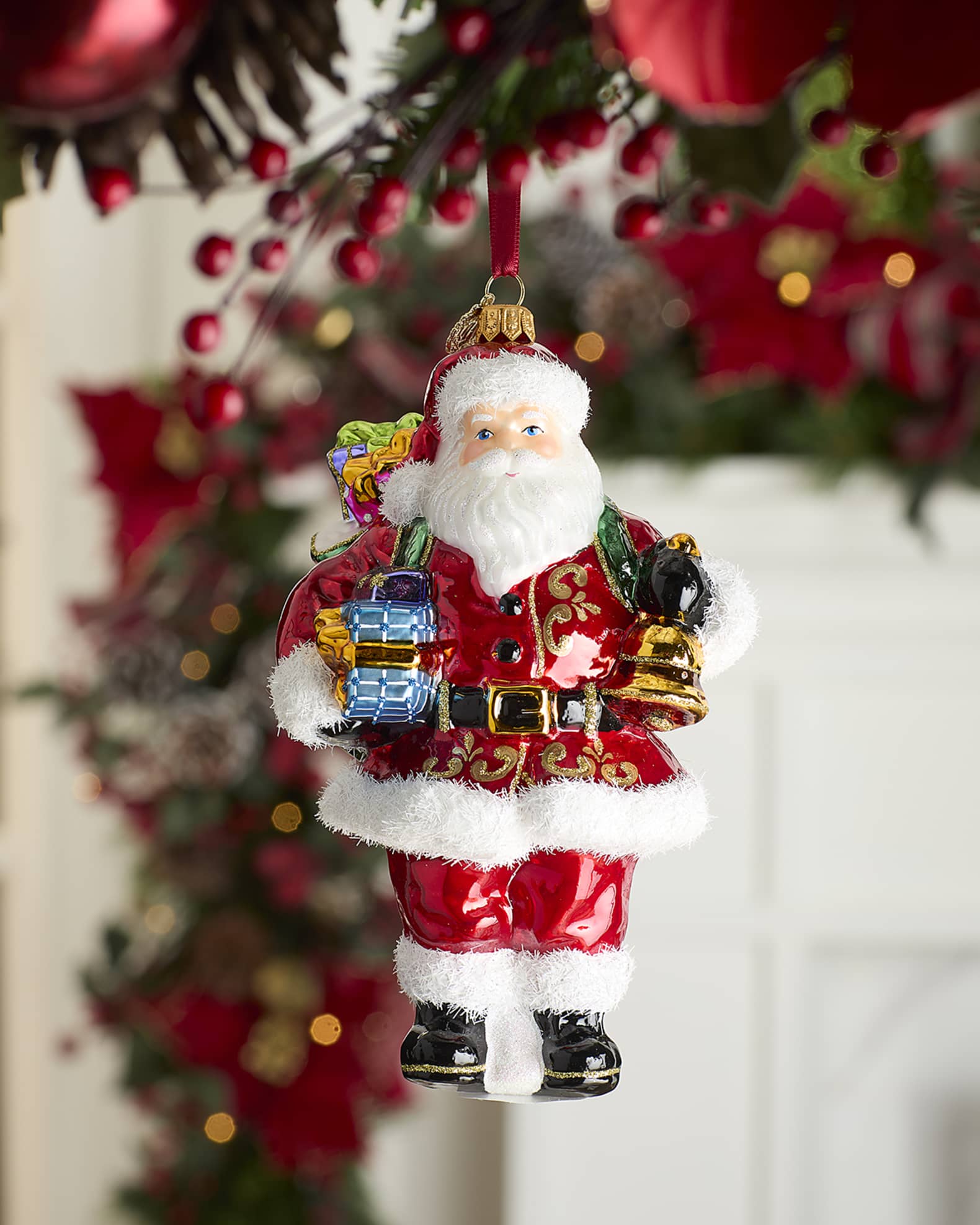 John Huras Santa with Sack on His Back Christmas Ornament | Neiman Marcus