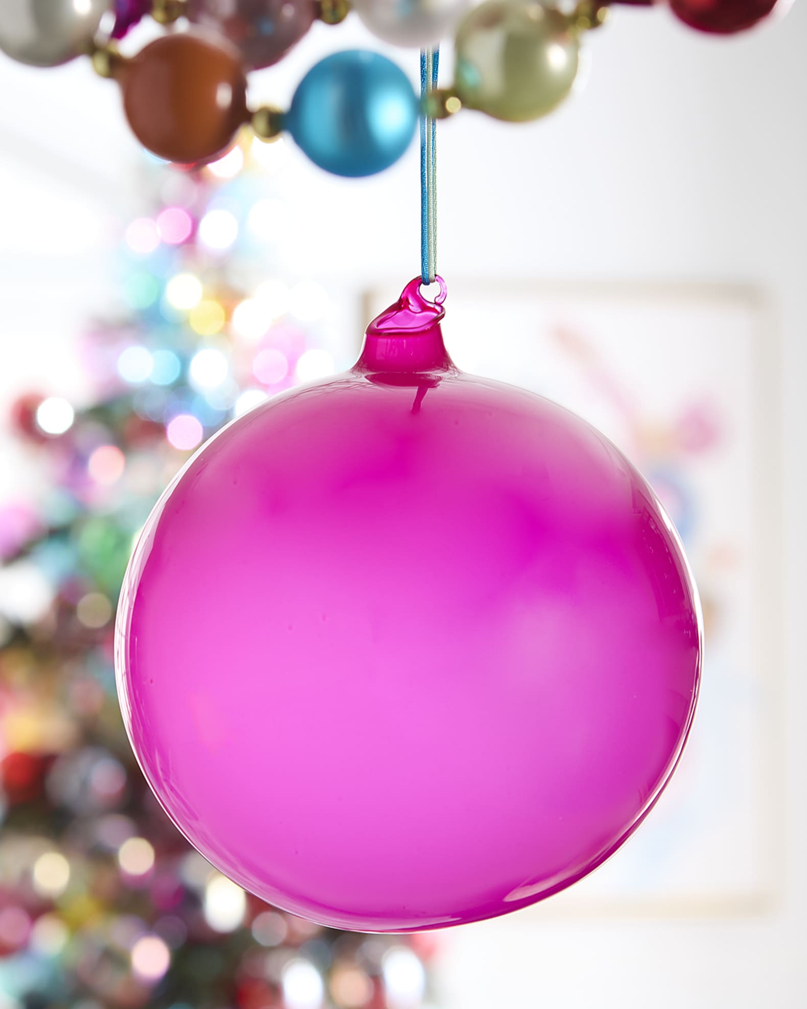Jim Marvin Bubblegum Glass Ball Ornament, Fuschia | Neiman Marcus