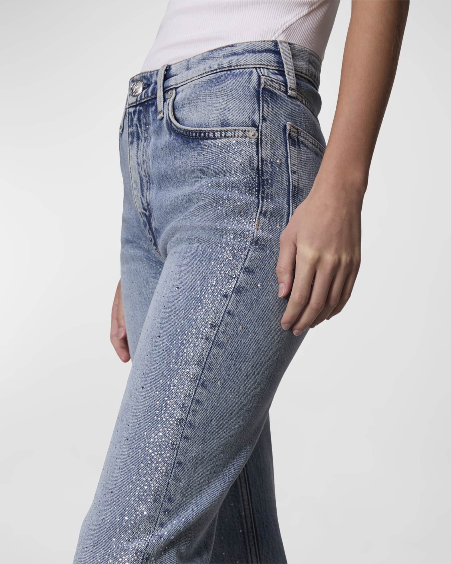 Rag & Bone Harlow Ankle Rhinestone Jeans | Neiman Marcus