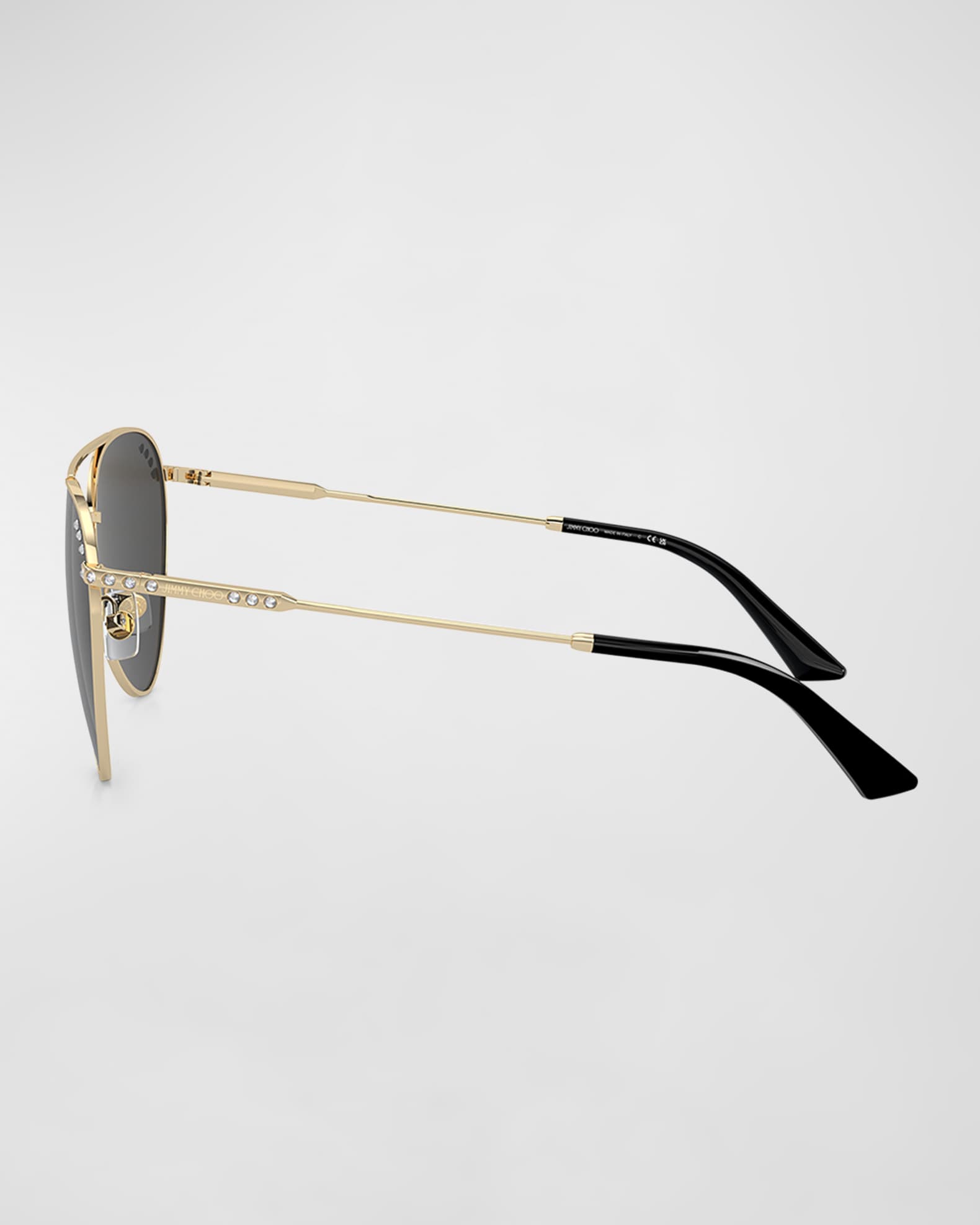 Jimmy Choo Embellished Steel Aviator Sunglasses | Neiman Marcus