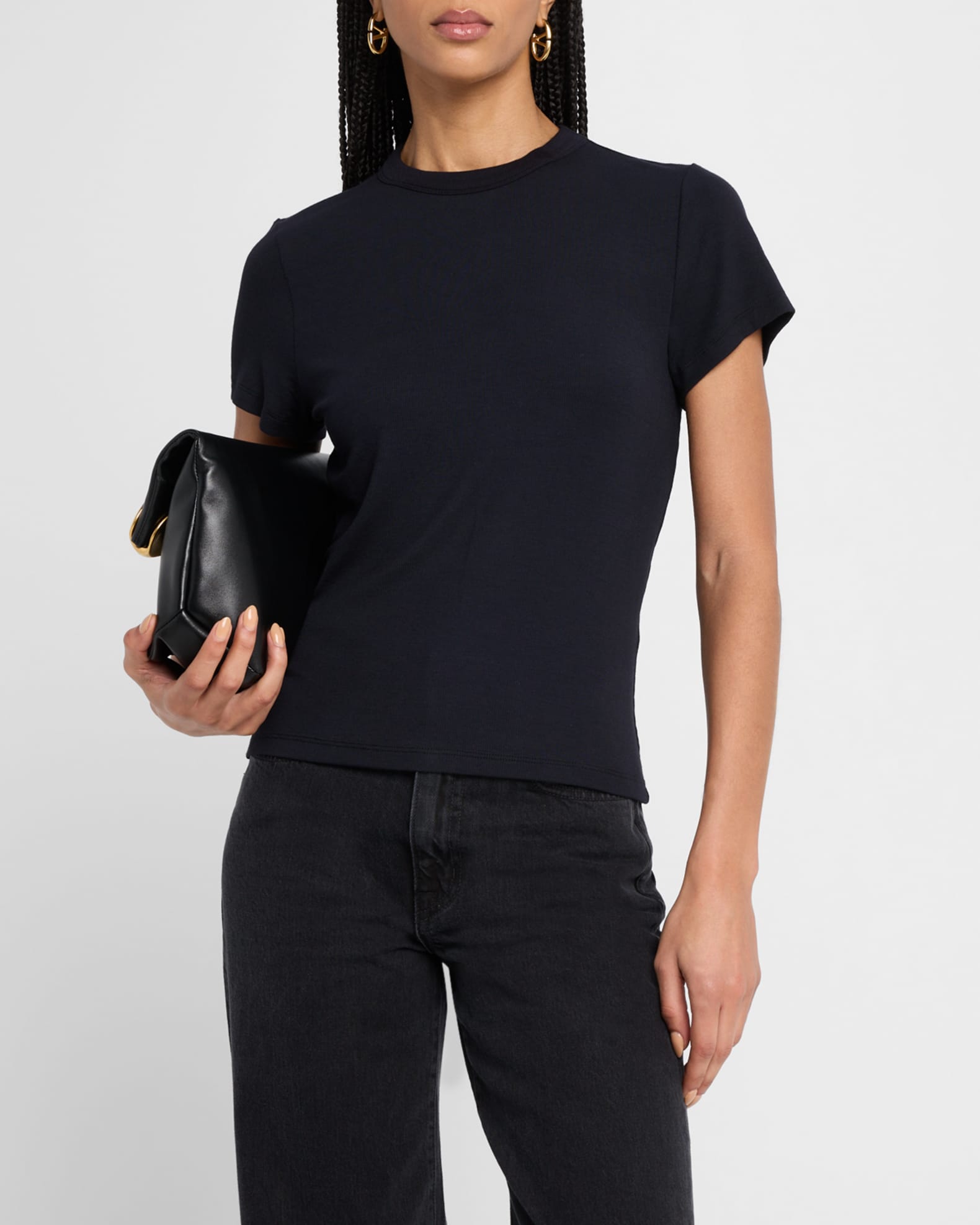 FRAME Ribbed Crewneck Baby Tee | Neiman Marcus