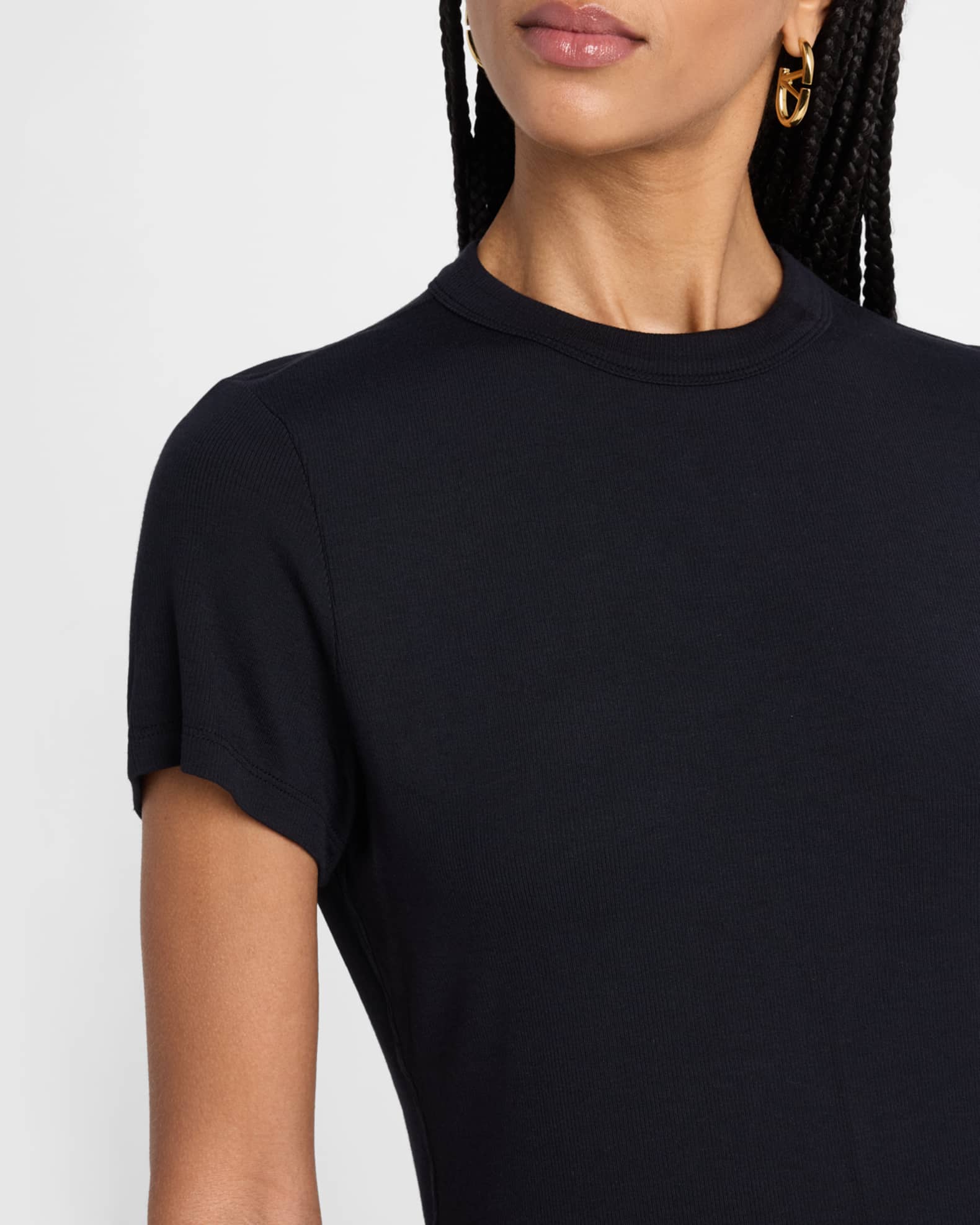 FRAME Ribbed Crewneck Baby Tee | Neiman Marcus