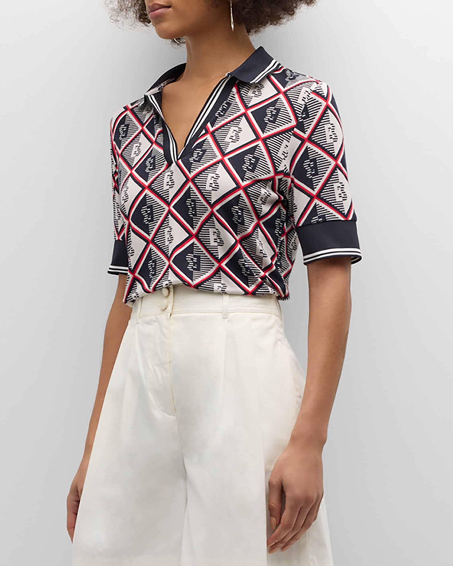 Bogner Elonie Sublimation Logo-Printed Jersey Polo | Neiman Marcus