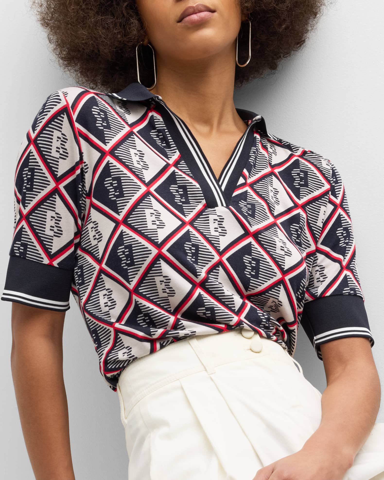 Bogner Elonie Sublimation Logo-Printed Jersey Polo | Neiman Marcus