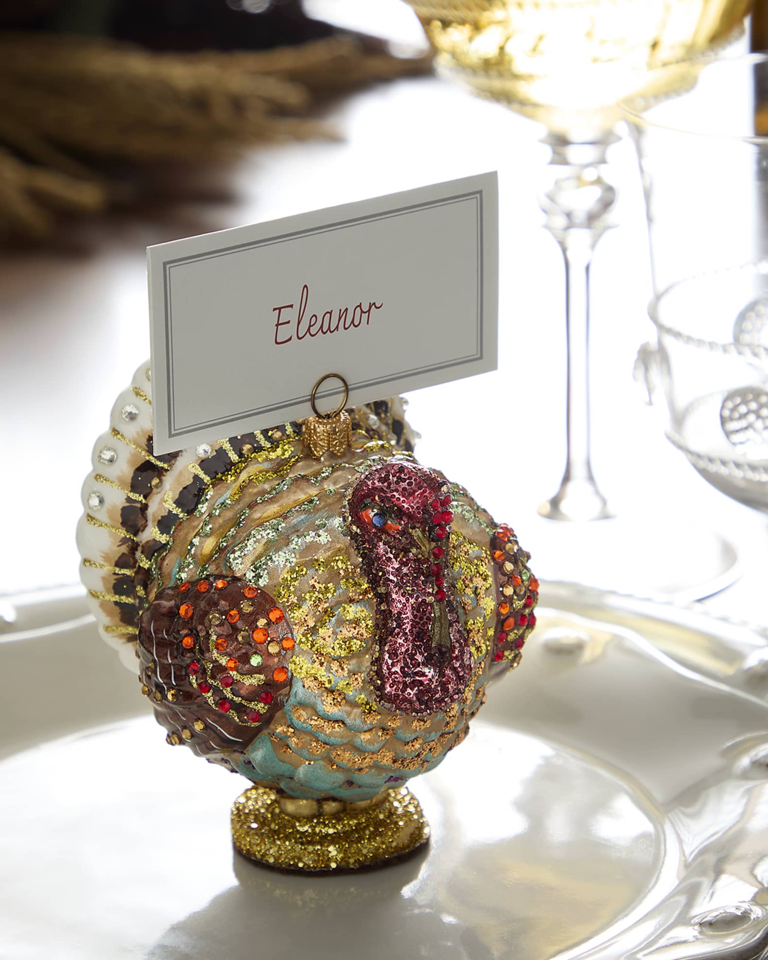 Sweet Savannah Fancy Turkey Place Card Holder | Neiman Marcus