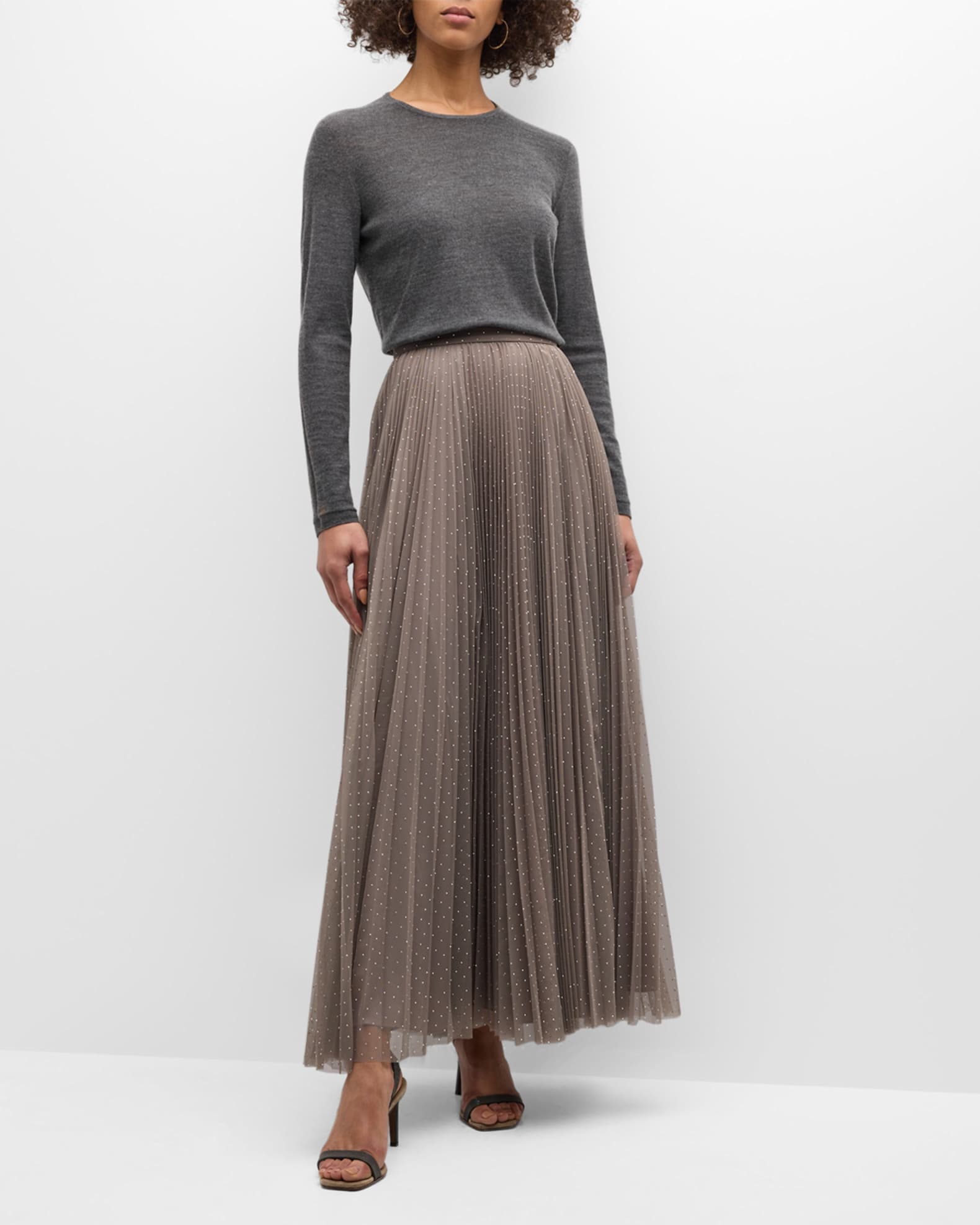 Altuzarra Sif Strass Embellished Pleated Tulle Maxi Skirt | Neiman Marcus