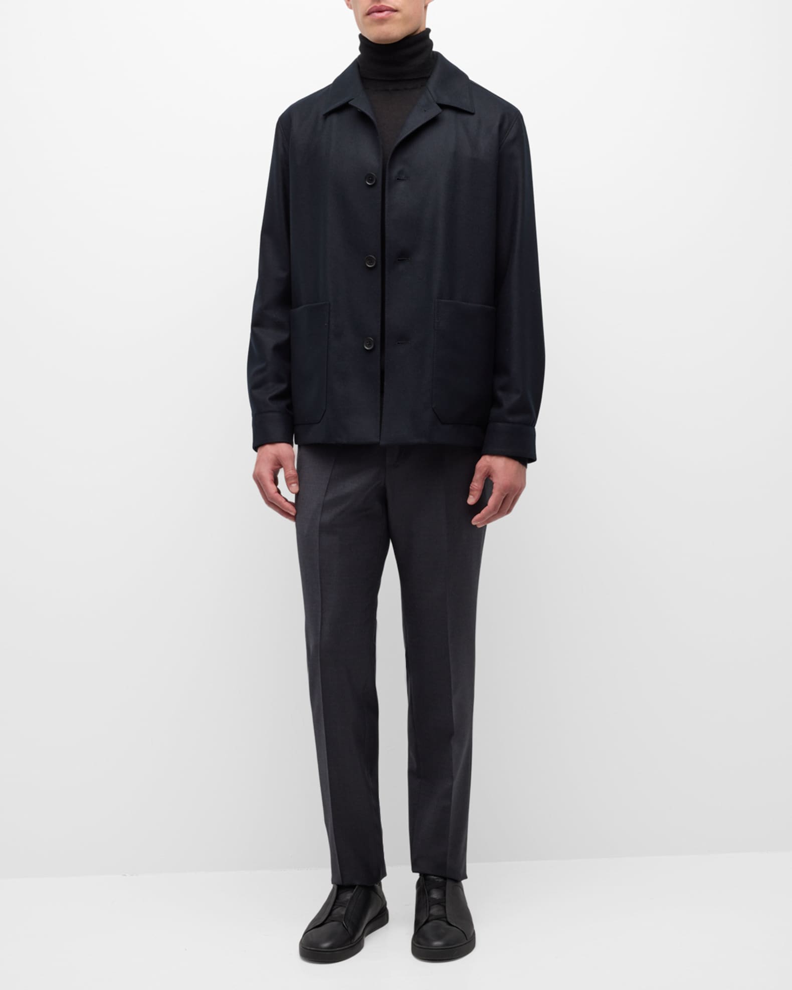 ZEGNA Men's Wool Button-Front Chore Jacket | Neiman Marcus