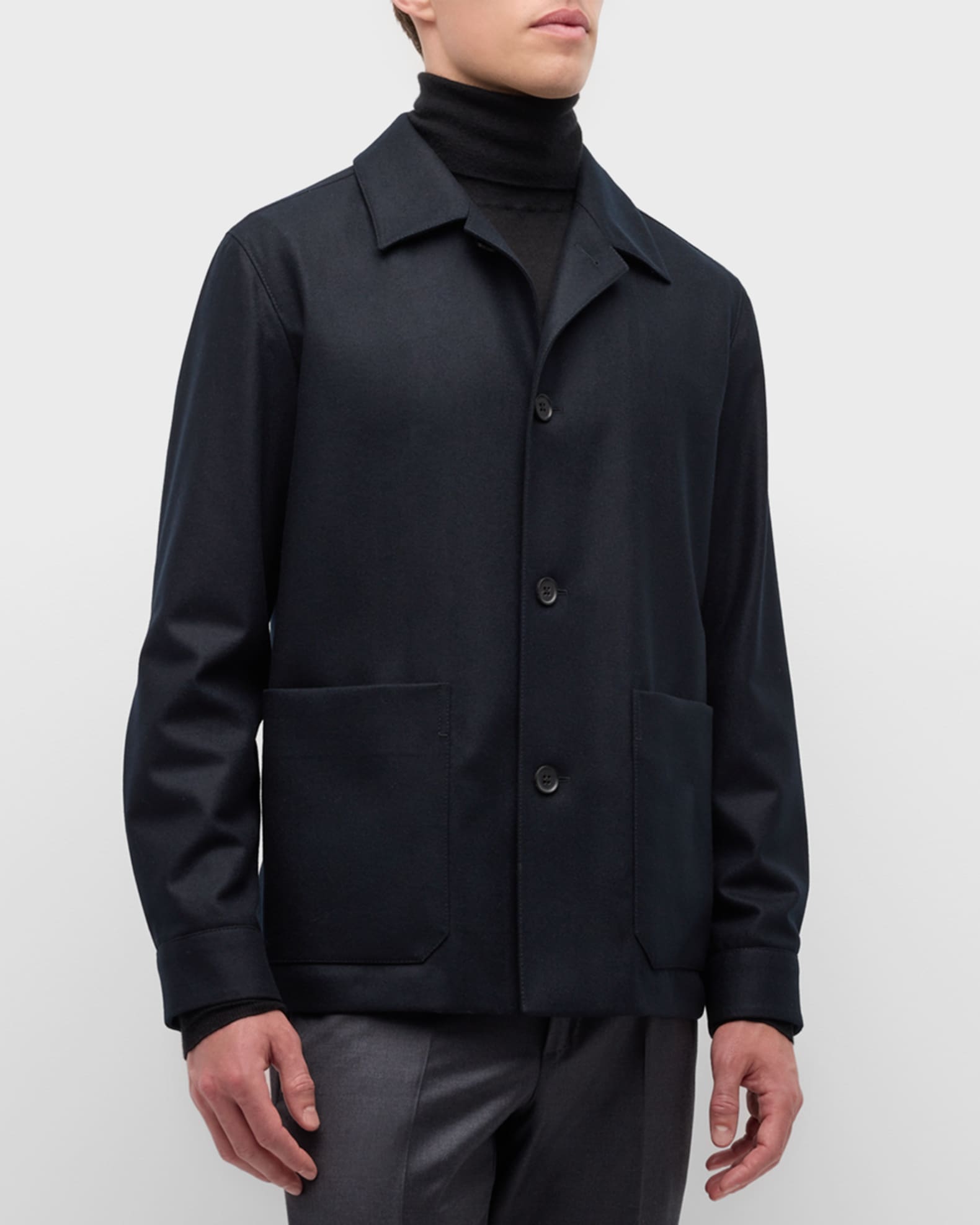 ZEGNA Men's Wool Button-Front Chore Jacket | Neiman Marcus