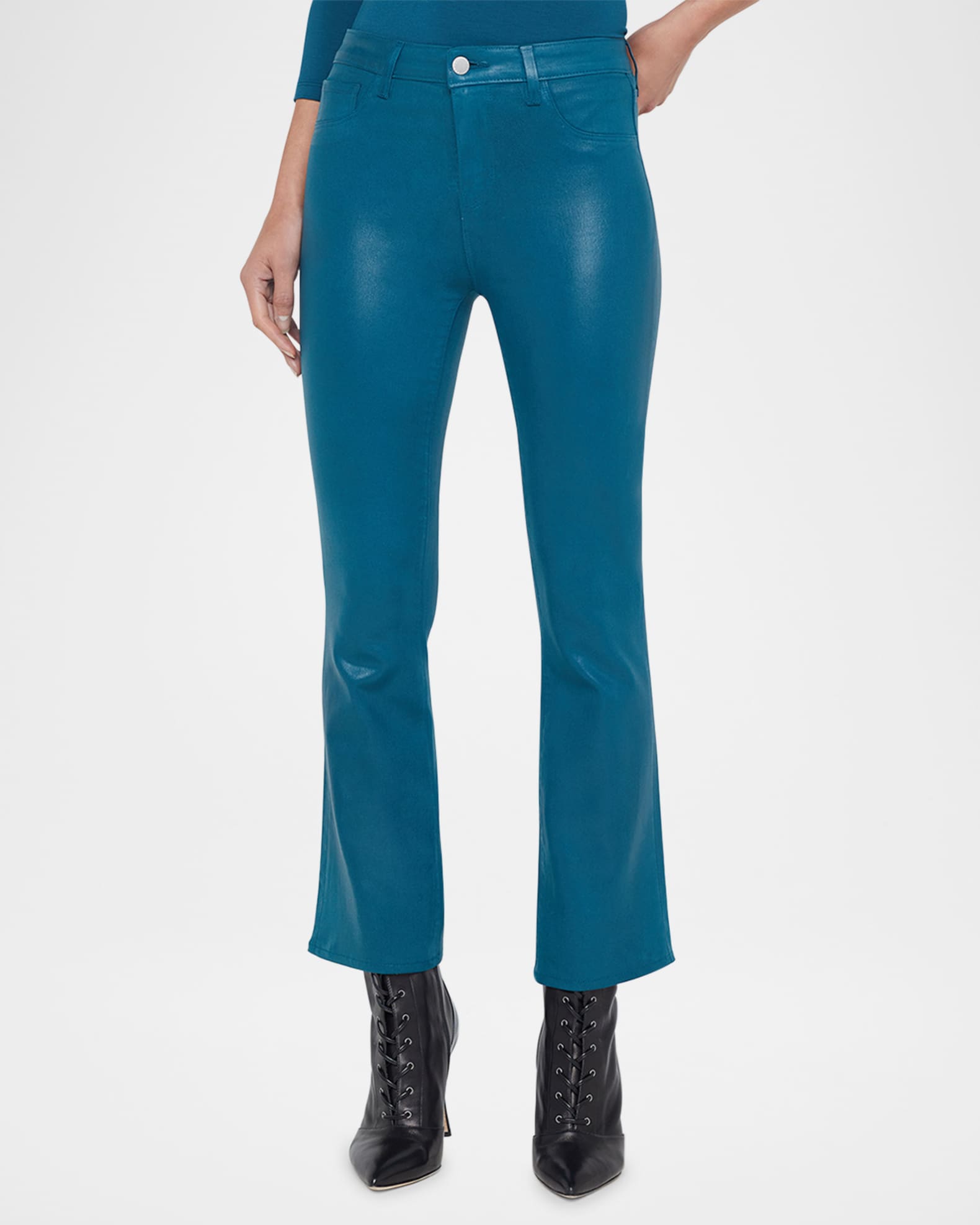 L'Agence Tati High-Rise Cropped Micro Bootcut Jeans | Neiman Marcus