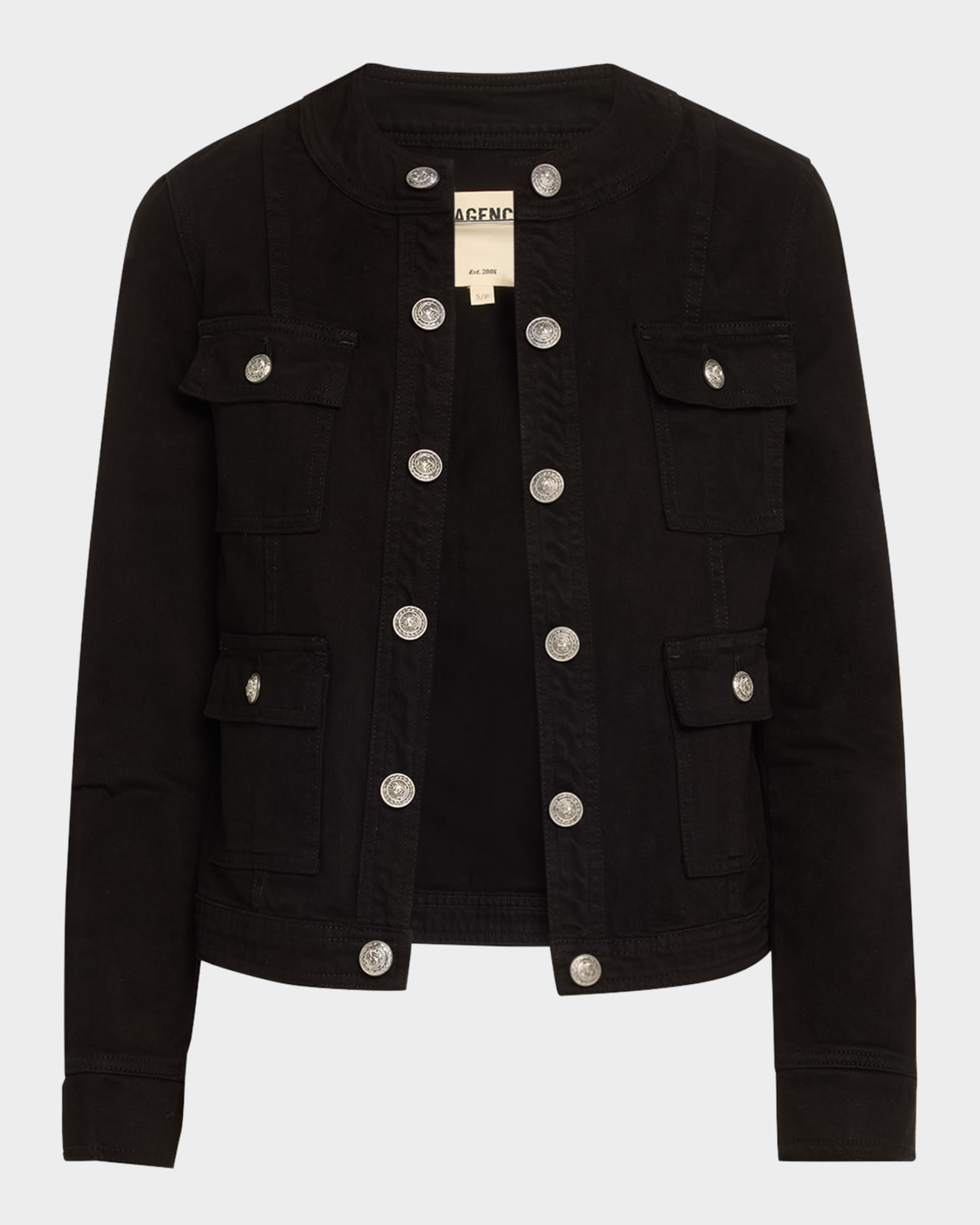 Yari Collarless Denim Jacket | Neiman Marcus