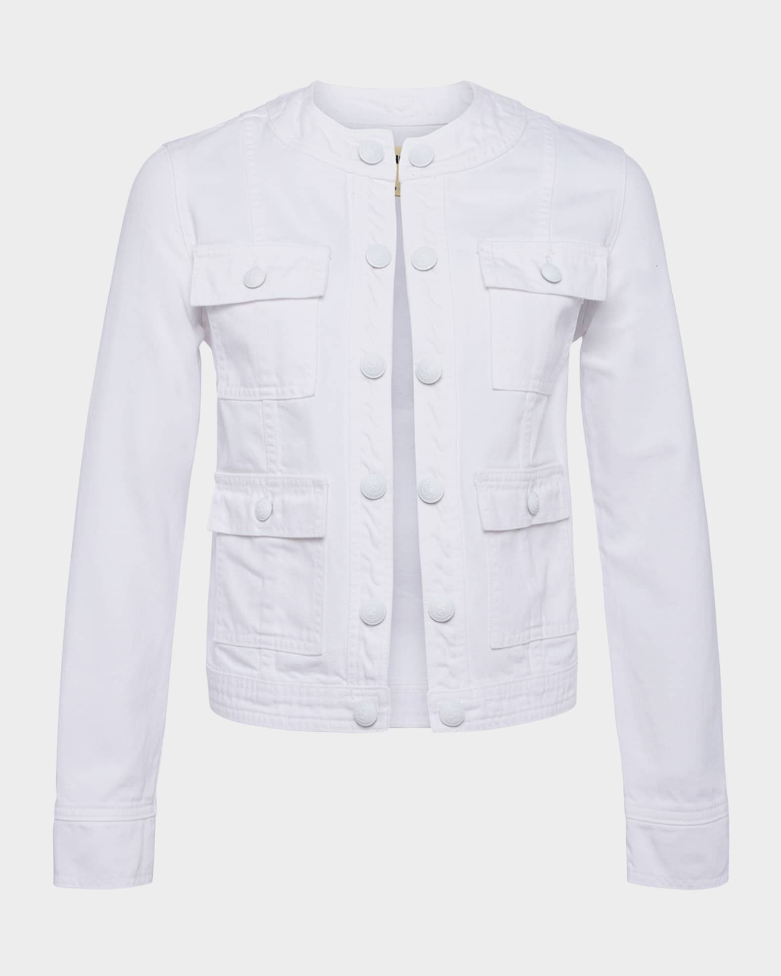L'Agence Yari Collarless Denim Jacket | Neiman Marcus L'Agence Yari Collarless Denim Jacket | Neiman Marcus