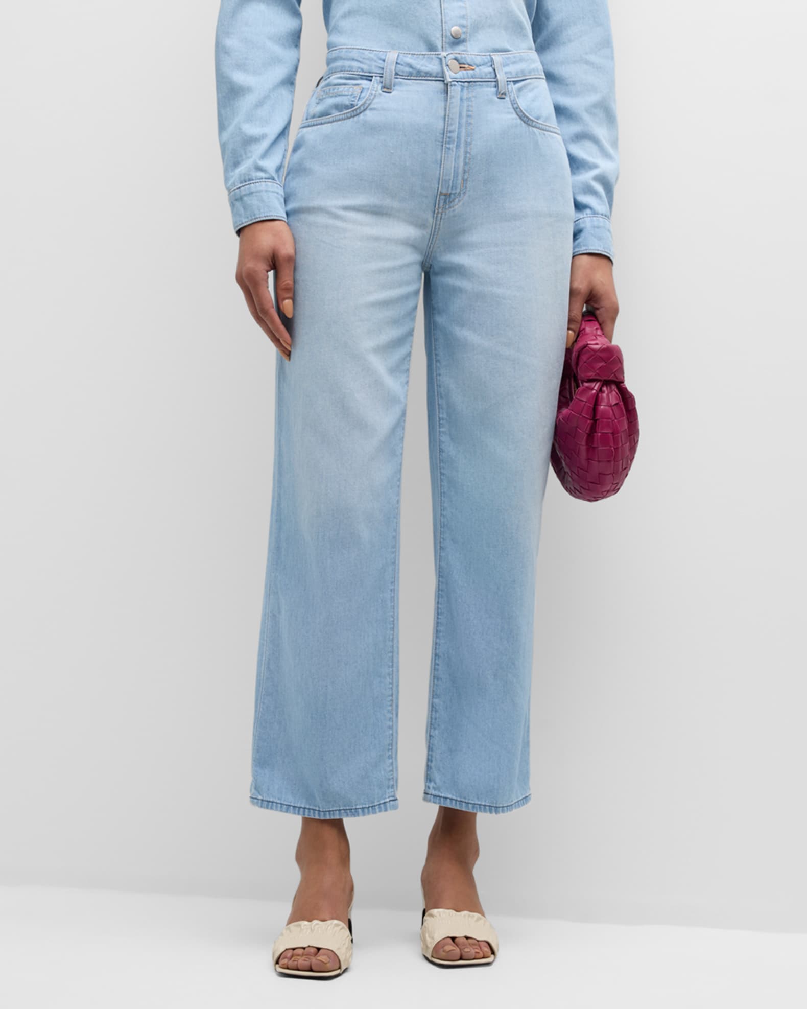 L'Agence June Ultra High-Rise Crop Stovepipe Jeans | Neiman Marcus